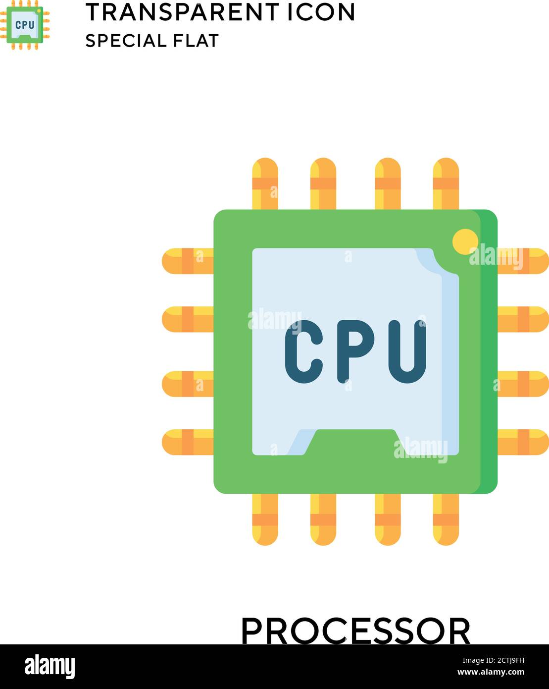 Processor vector icon. Flat style illustration. EPS 10 vector Stock ...