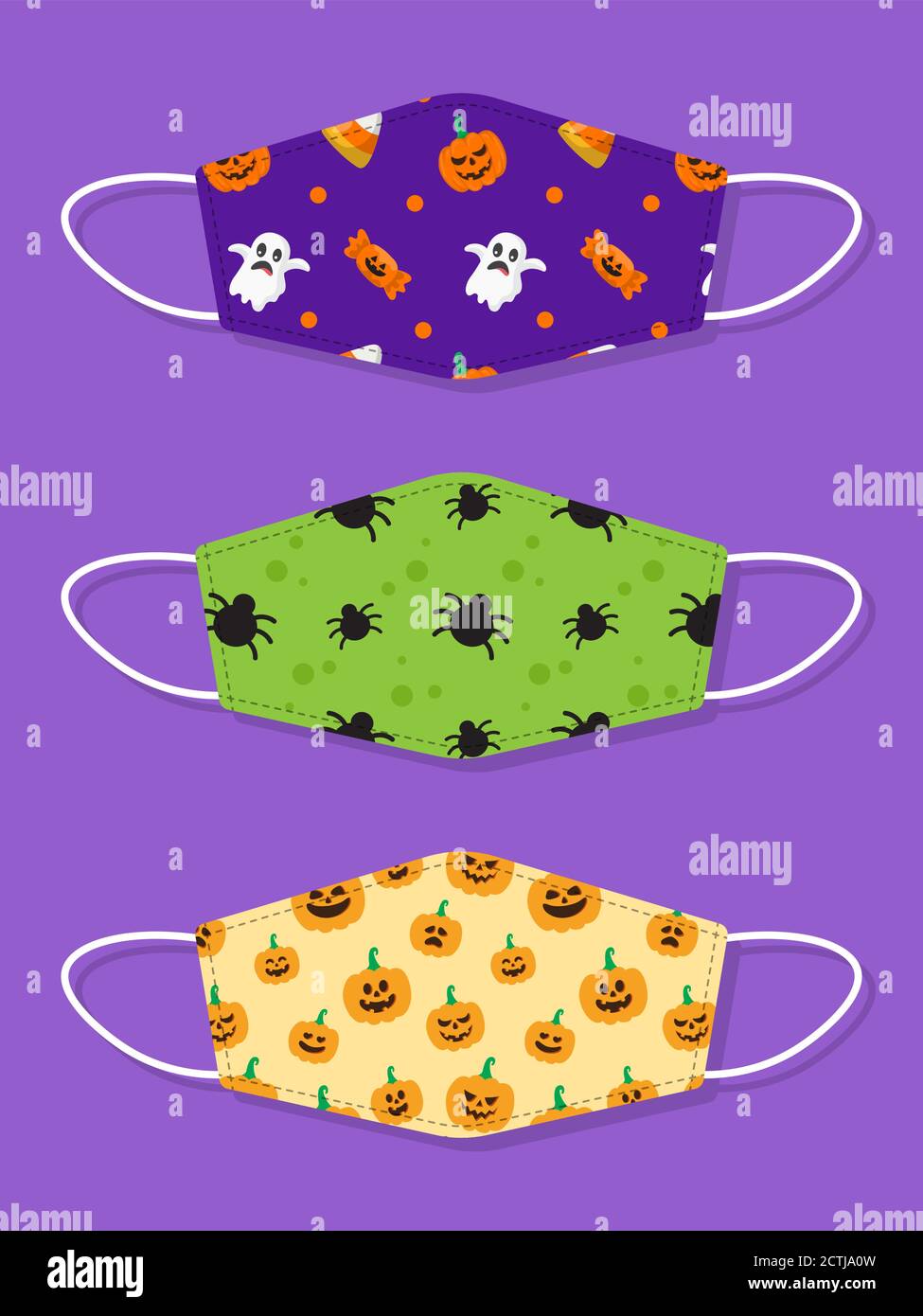 Set of designs reusable mouth kids funny face masks with halloween ...