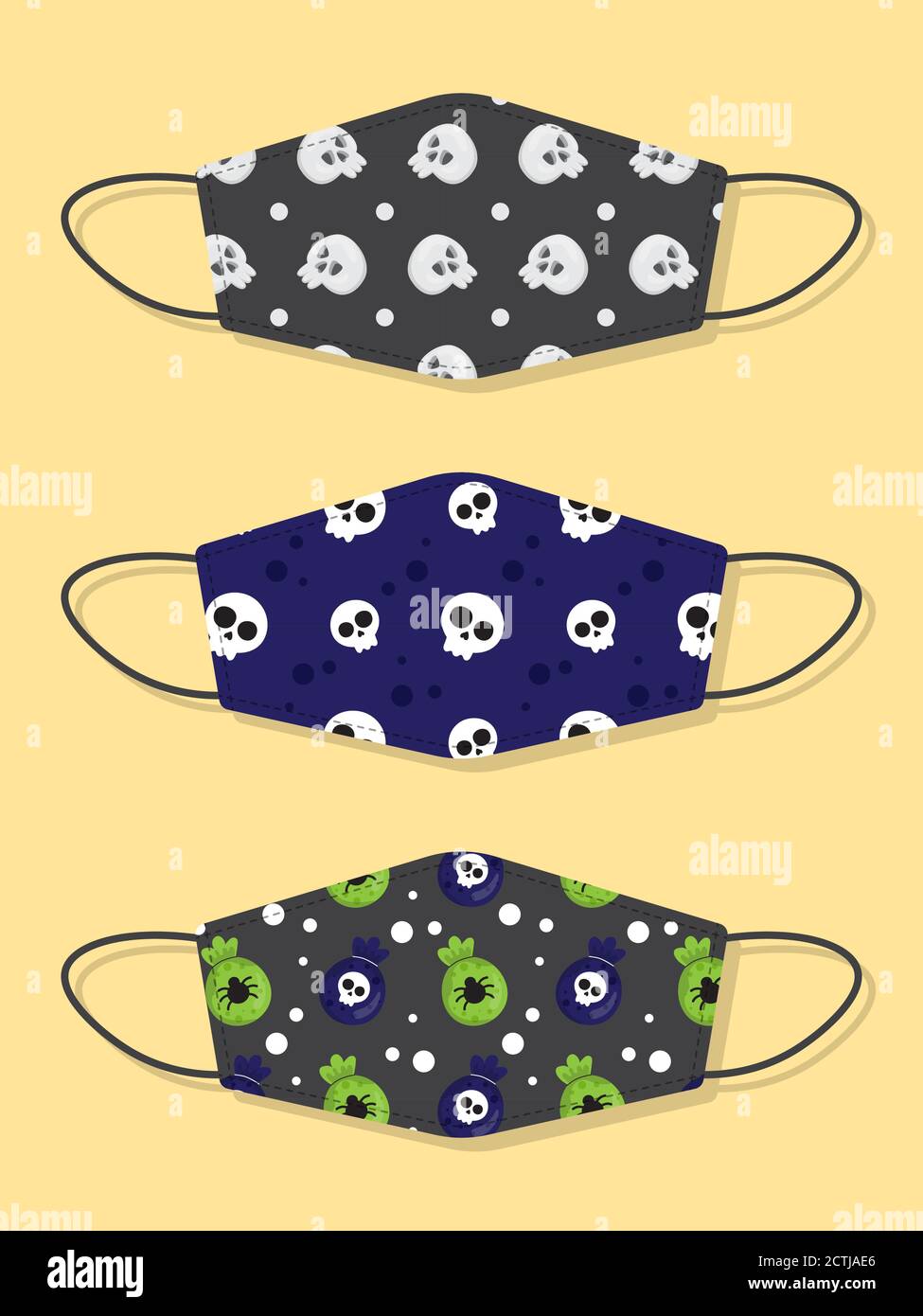 Set of designs reusable mouth kids funny masks with skull seamless ...