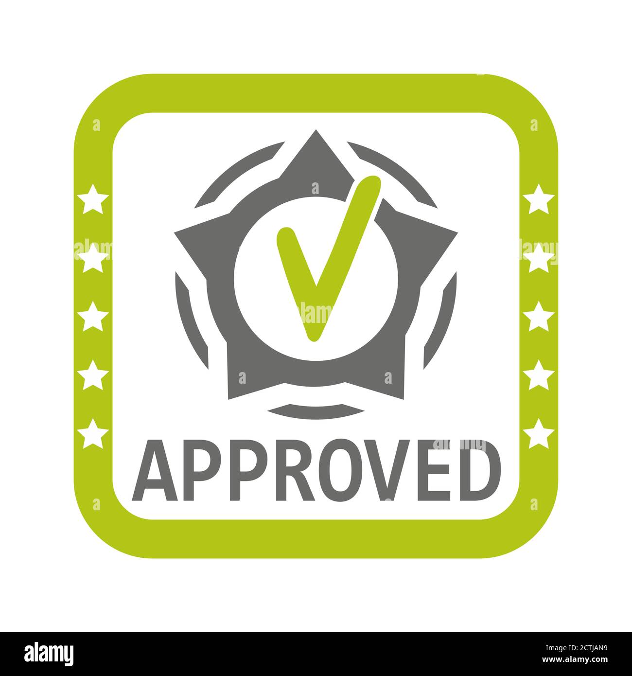 Approved flat sign. Approval stamp. Check mark label as documentation symbol yes. Success ...