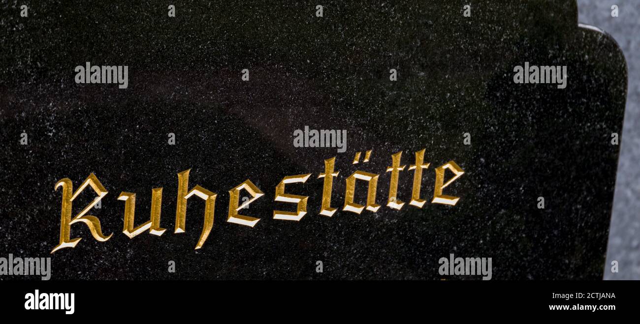German inscription on a gravestone means last resting place Stock Photo ...