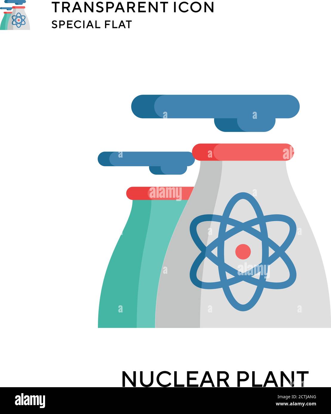 Nuclear plant vector icon. Flat style illustration. EPS 10 vector Stock ...