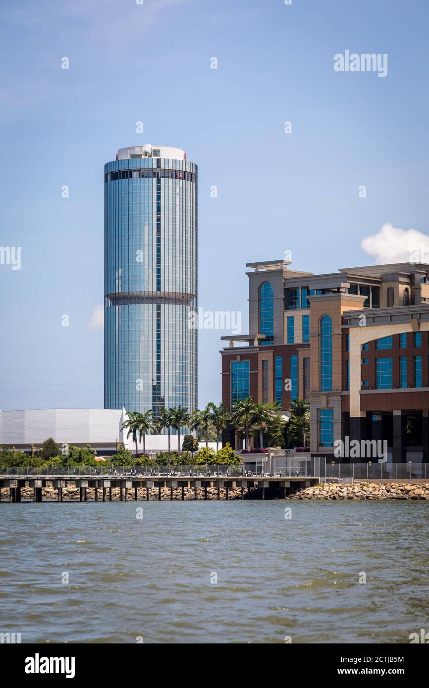 The Tun Mustapha Tower (left side) in Kota Kinabalu, Sabah, Malaysia ...