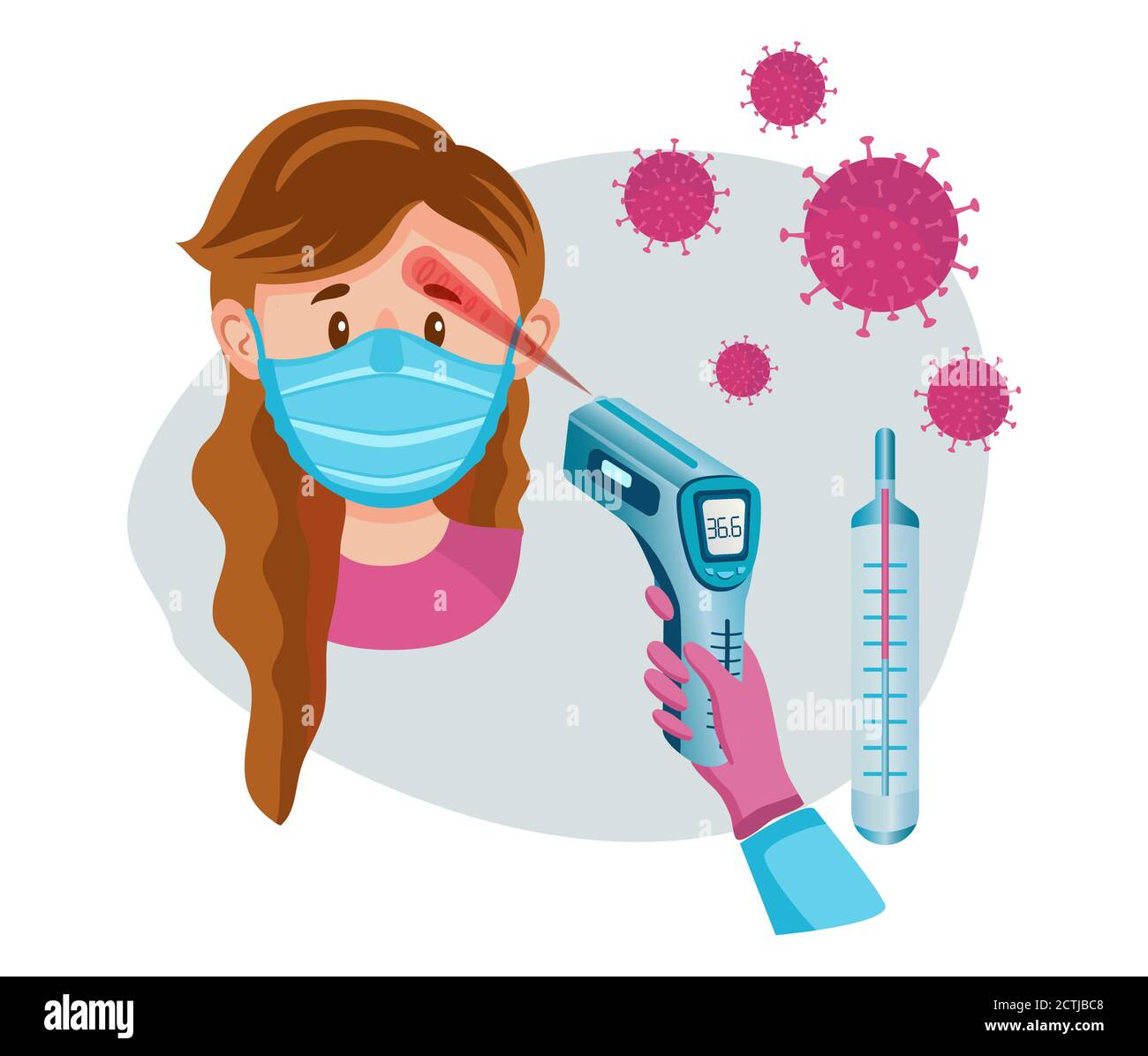 Contactless infrared laser thermometer flat vector. Medic measure body ...