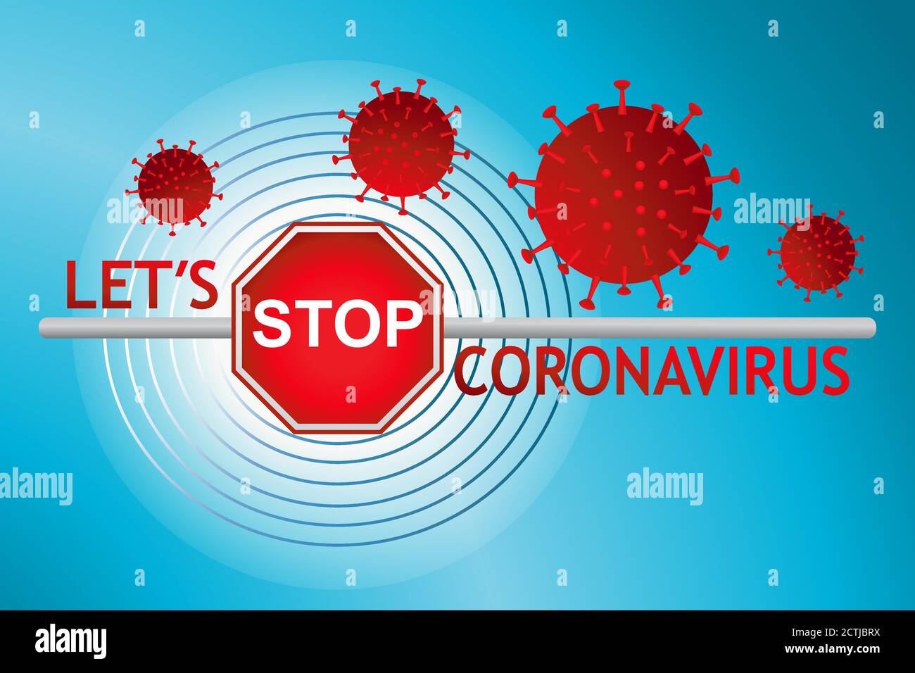 Let's stop coronavirus vector sign. Virus Covid-19 with stop symbol on ...