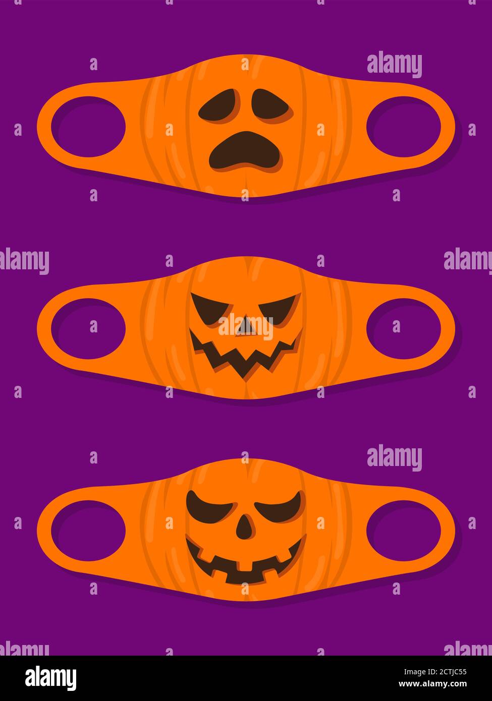 Set of designs face masks with halloween pumpkin 3 Stock Vector Image ...