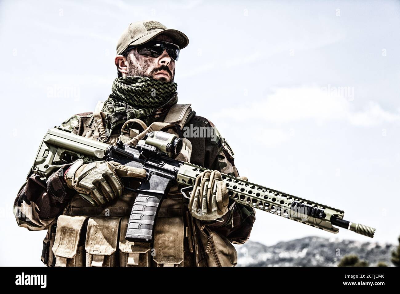 Private military company mercenary, brutal looking special forces ...