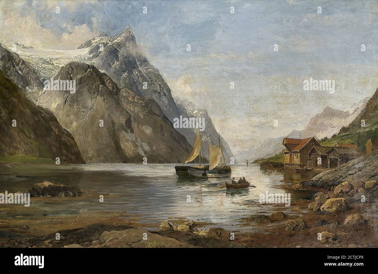 Askevold Anders Monsen - Fjord Landscape with Everyday Life - Norwegian ...