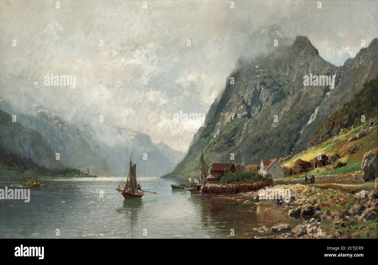 Askevold Anders Monsen - Fjord Landscape with Sailing Boats - Norwegian ...