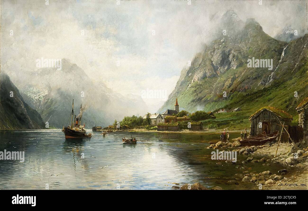 Askevold Anders Monsen - Romantische Fjordlandschaft - Norwegian School ...