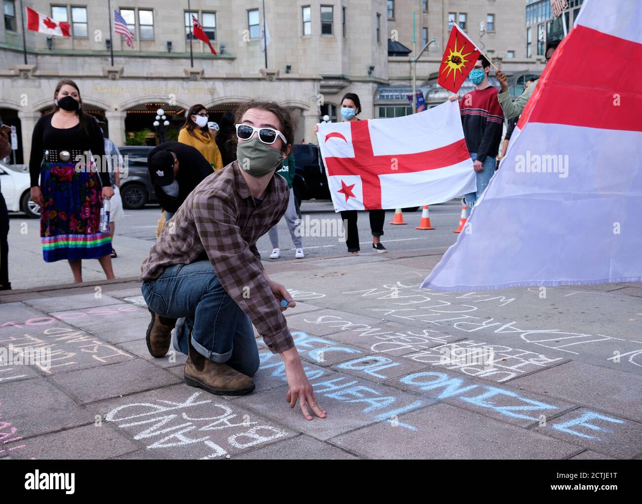 Ottawa, Canada. September 23rd, 2020. Member of Local First Nations ...
