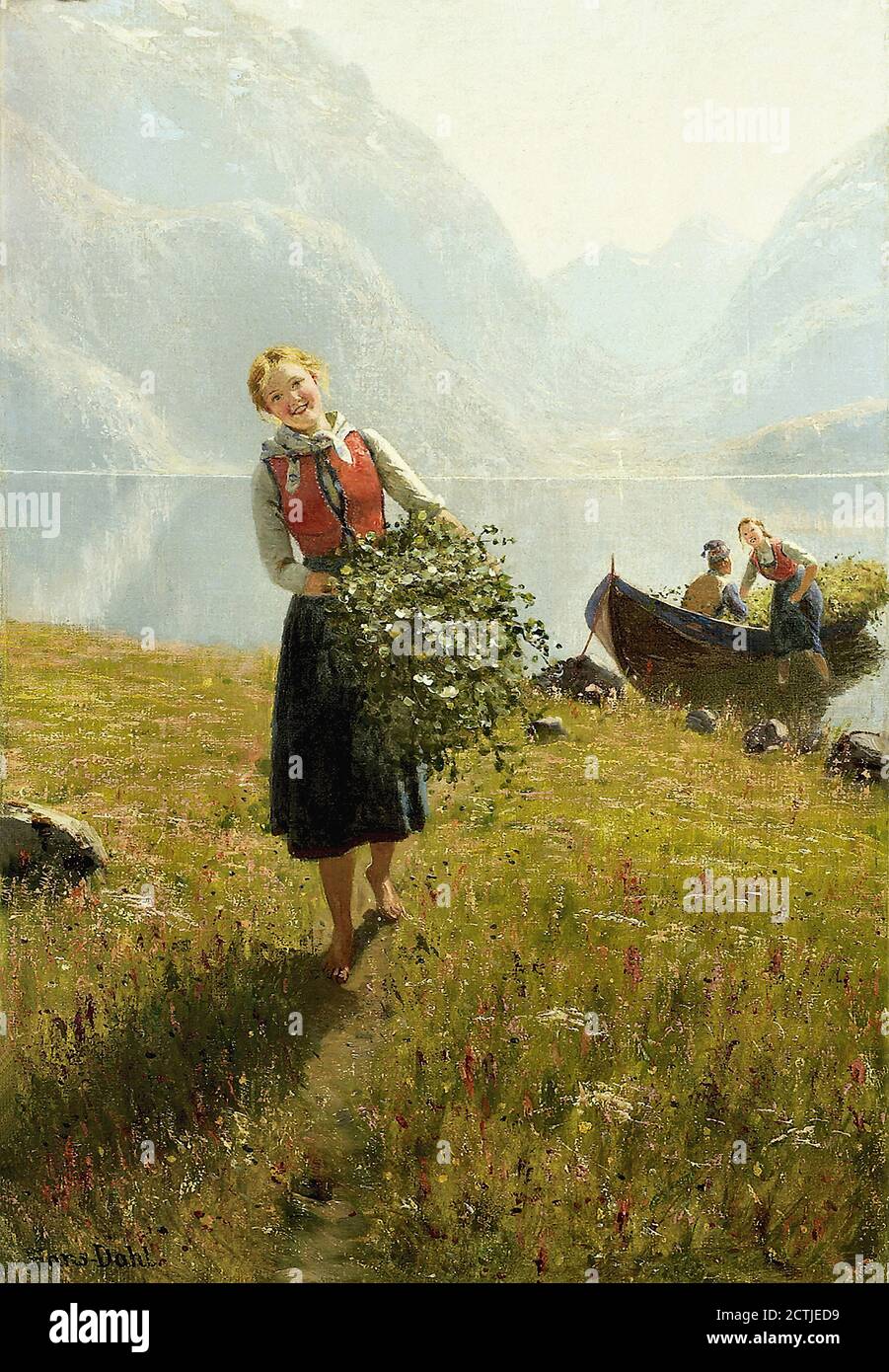 Dahl Hans - Jente Med Kvist I Favnen - Norwegian School - 19th Century ...