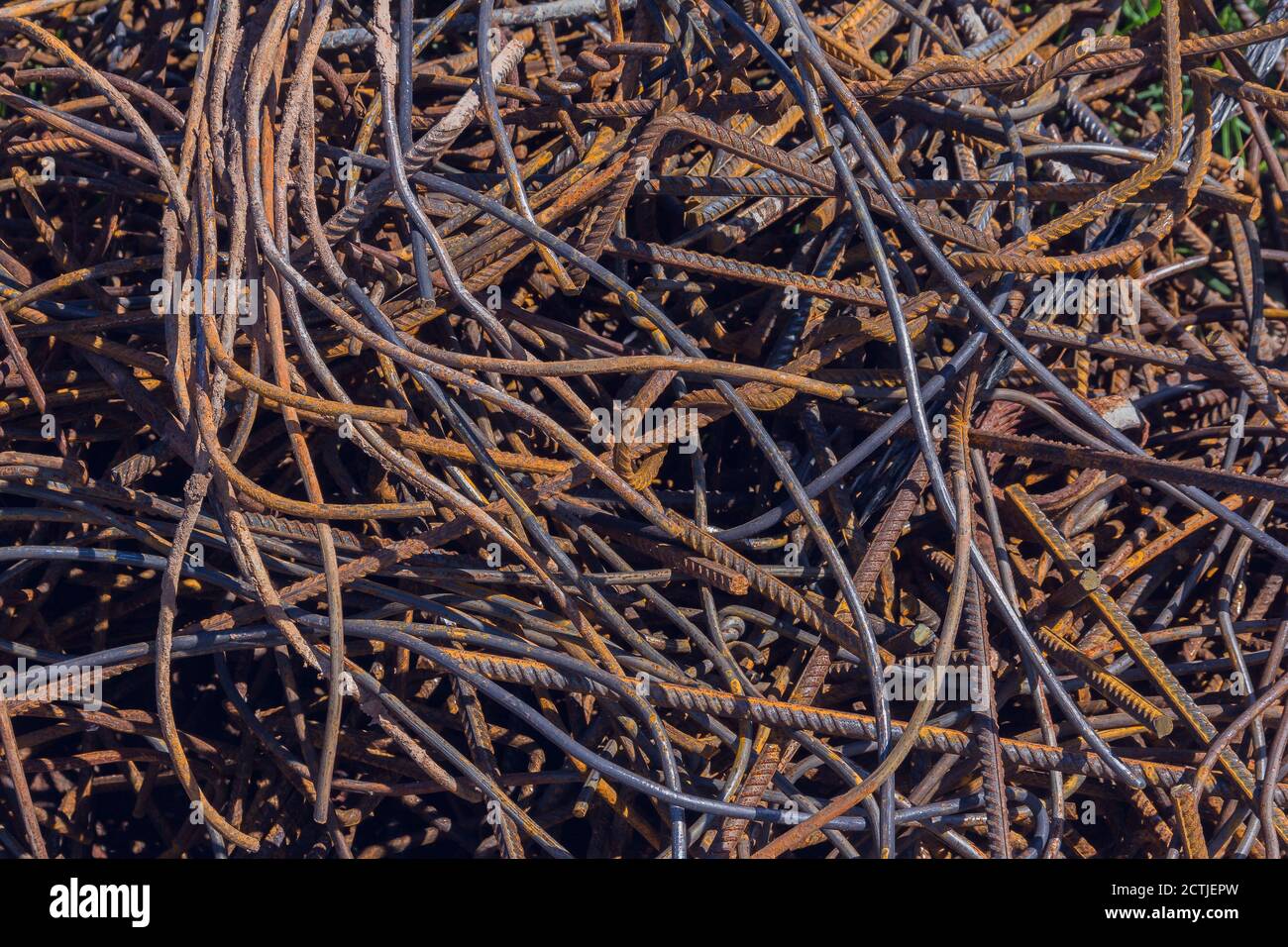 Construction debris. Steel rods rolled into a tangle. Metal waste Stock ...