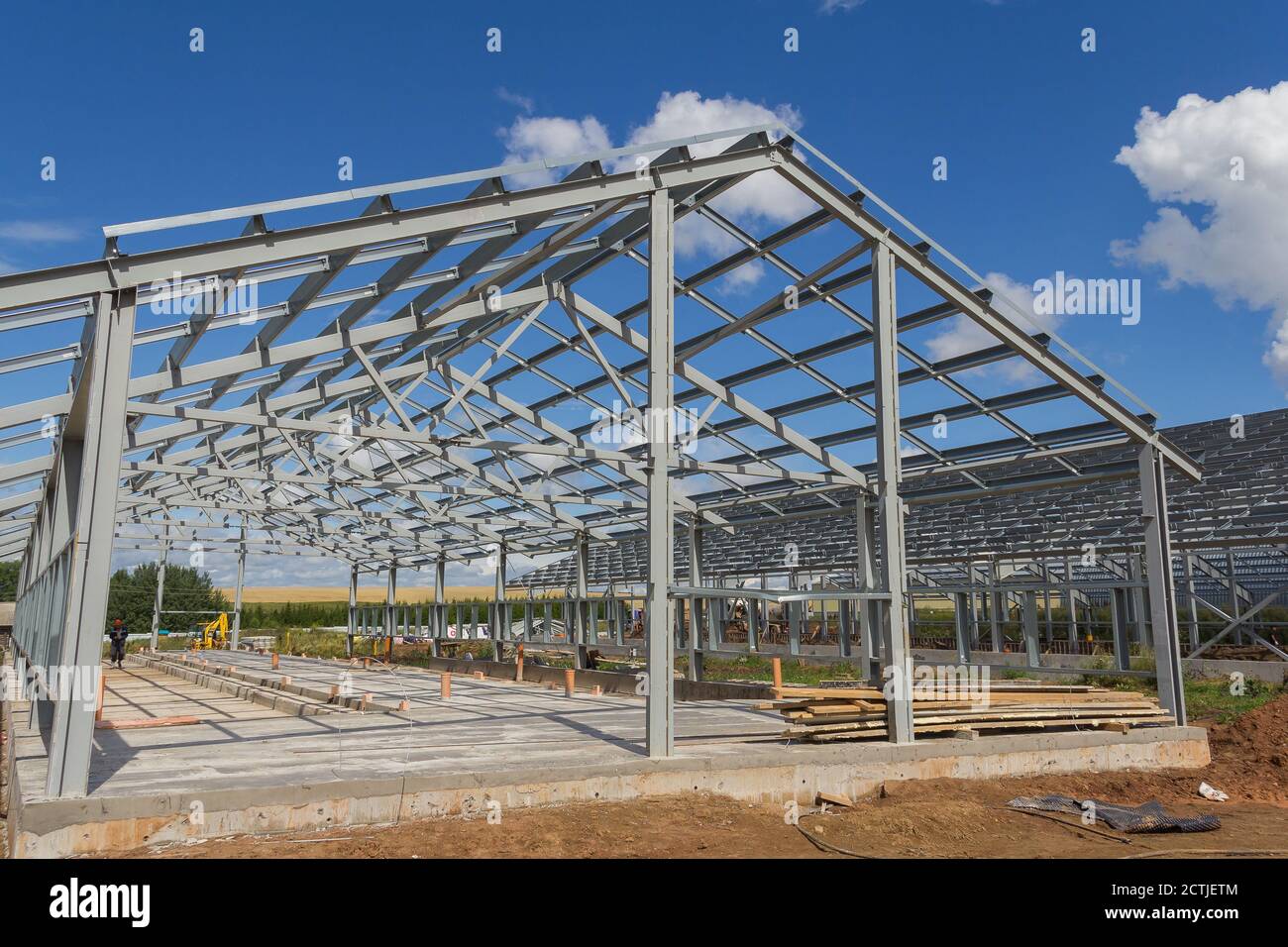 Steel frame of a building under construction. The construction of the ...