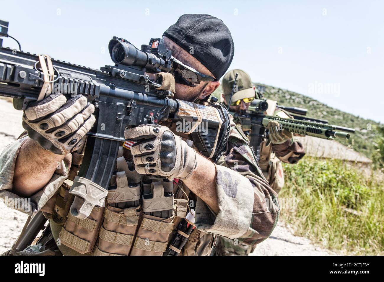 Commando team fighters, special operations or anti terrorist squad ...