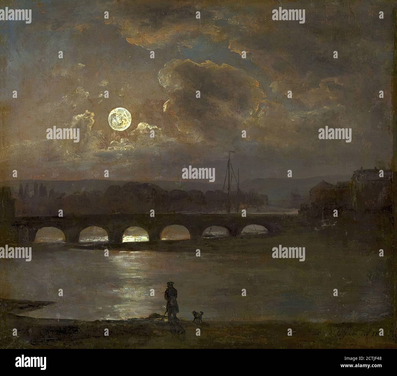 Dahl Johan Christian Clausen - Moonlit View of the River Elbe at ...