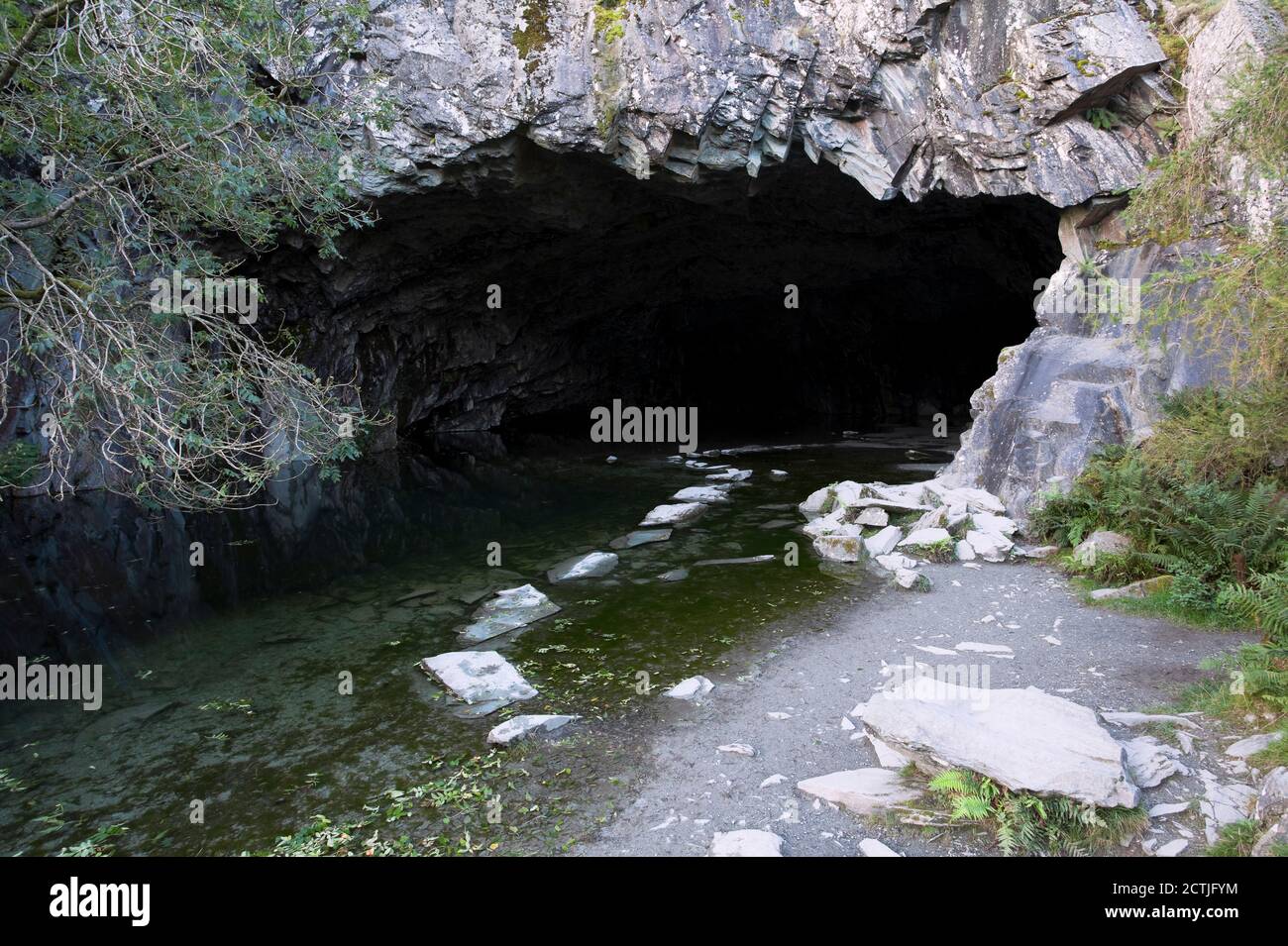 The entrance to Rydal Cave near Grasmere, Cumbria, UK Stock Photo - Alamy