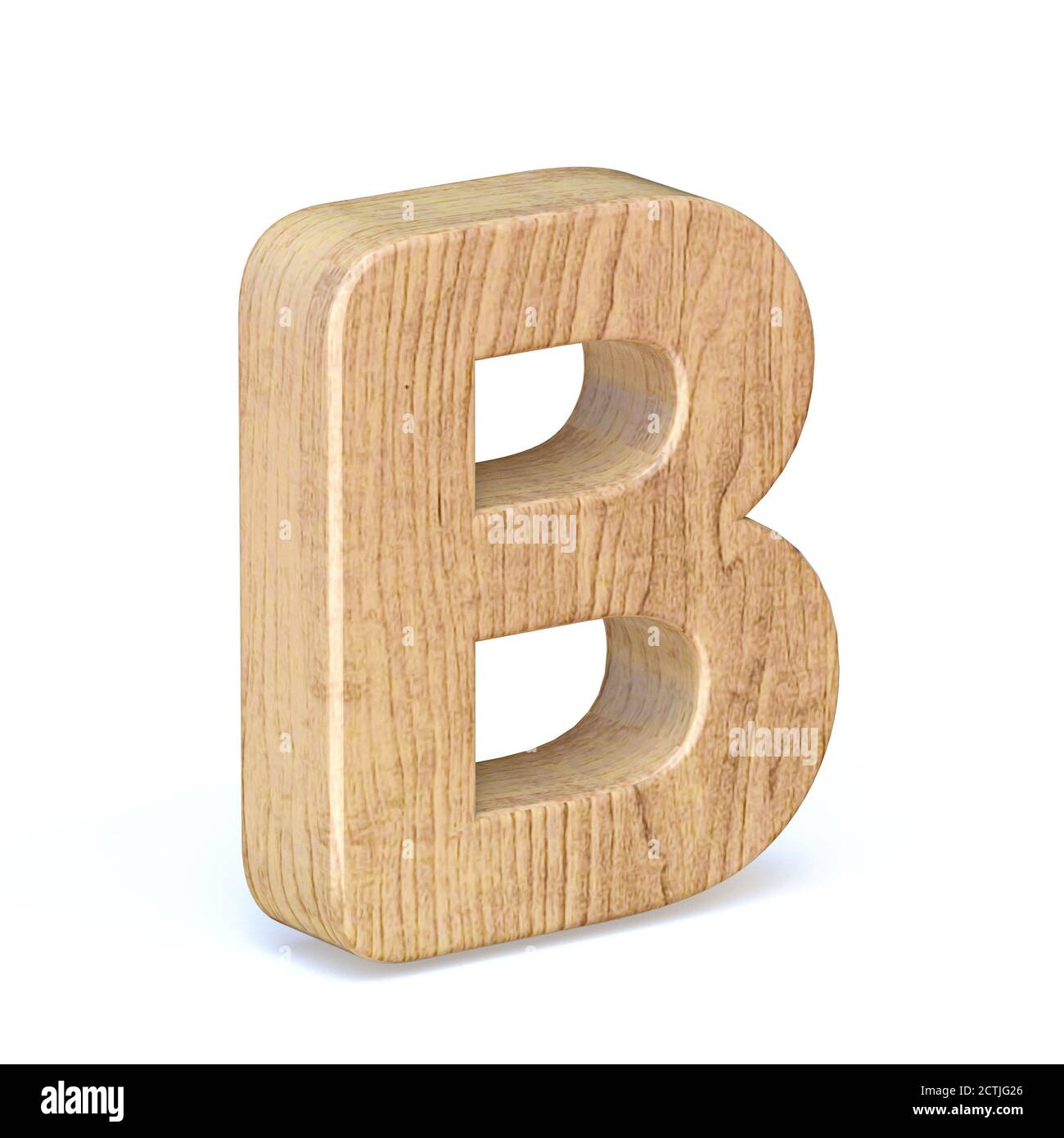 Rounded wooden font Letter B 3D render illustration isolated on white ...