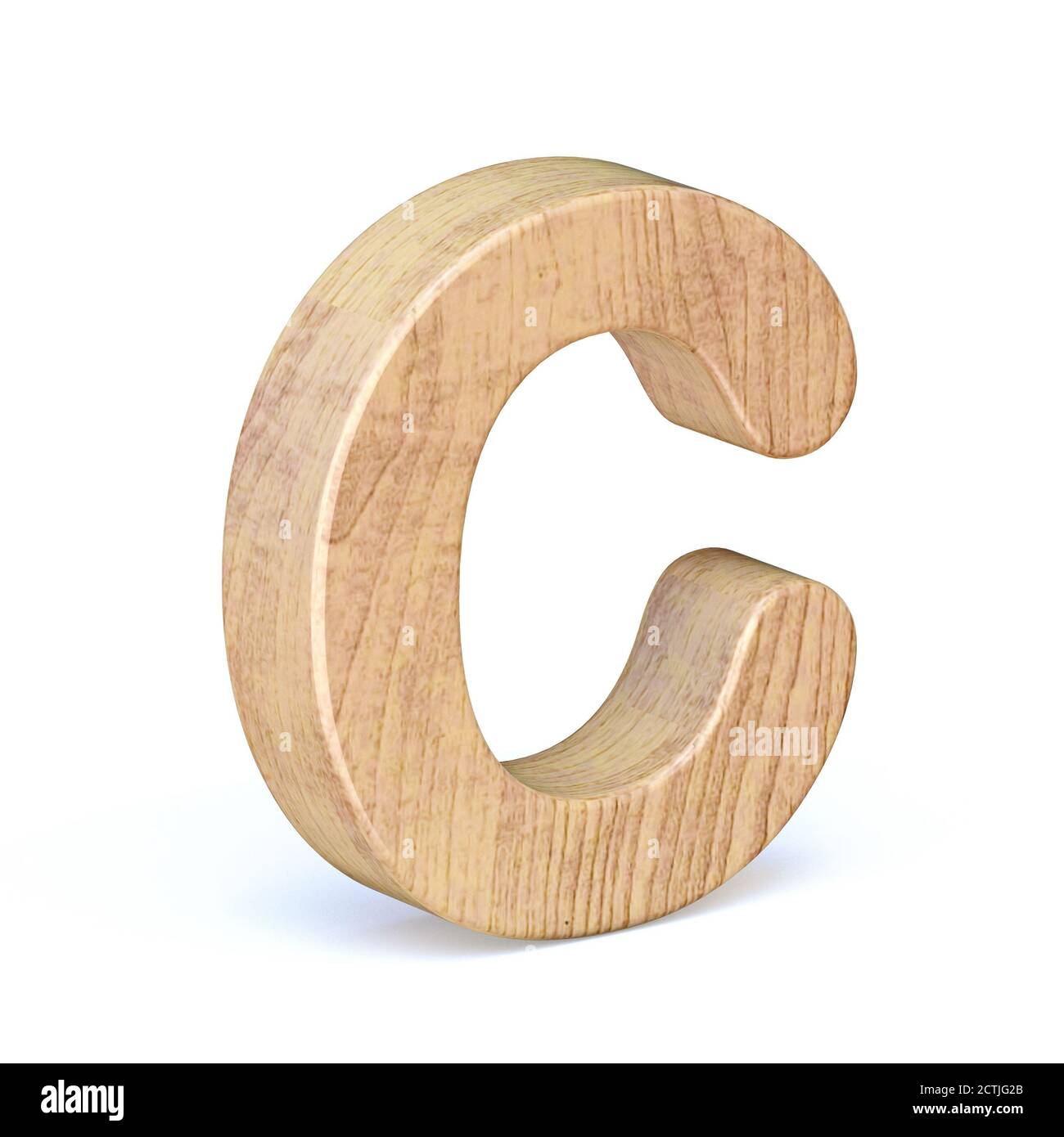 Rounded wooden font Letter C 3D render illustration isolated on white ...