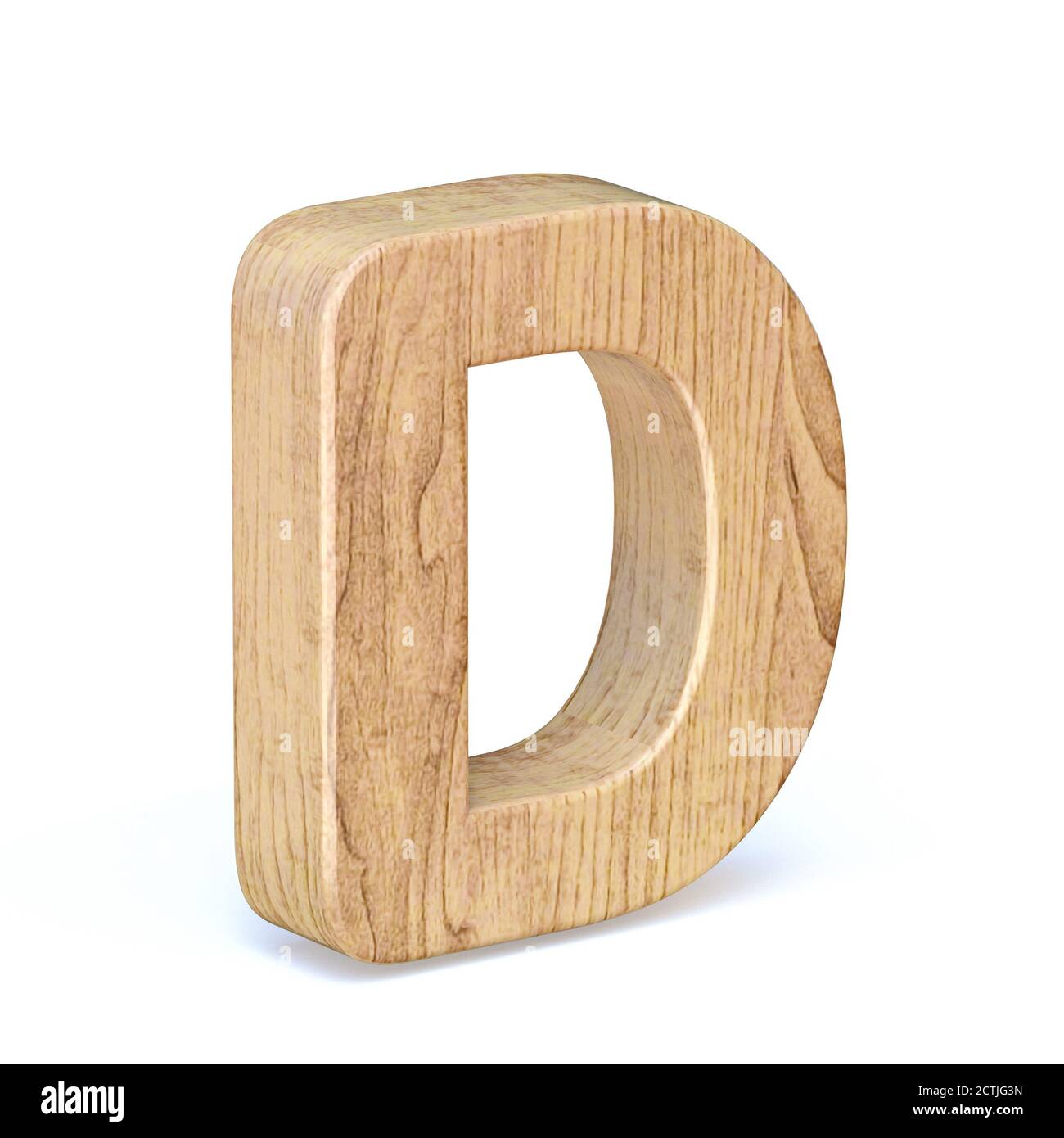 Rounded wooden font Letter D 3D render illustration isolated on white ...