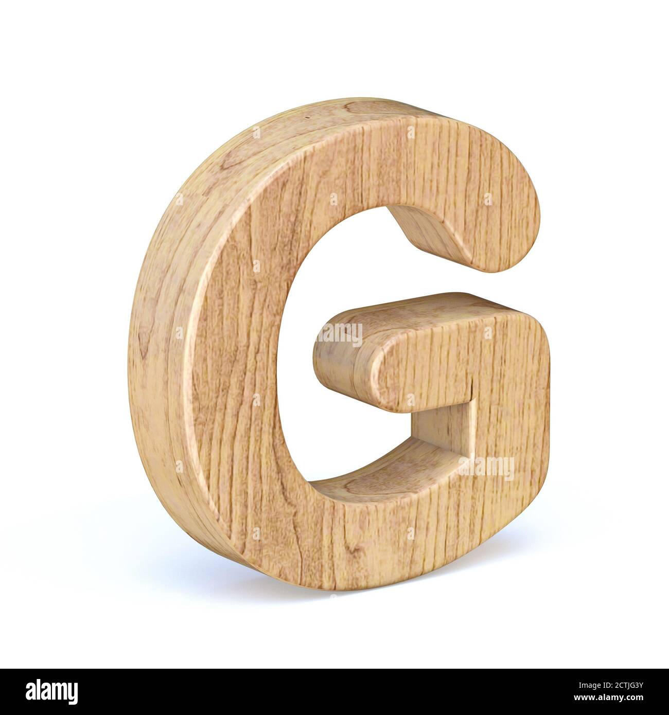 Rounded wooden font Letter G 3D render illustration isolated on white ...