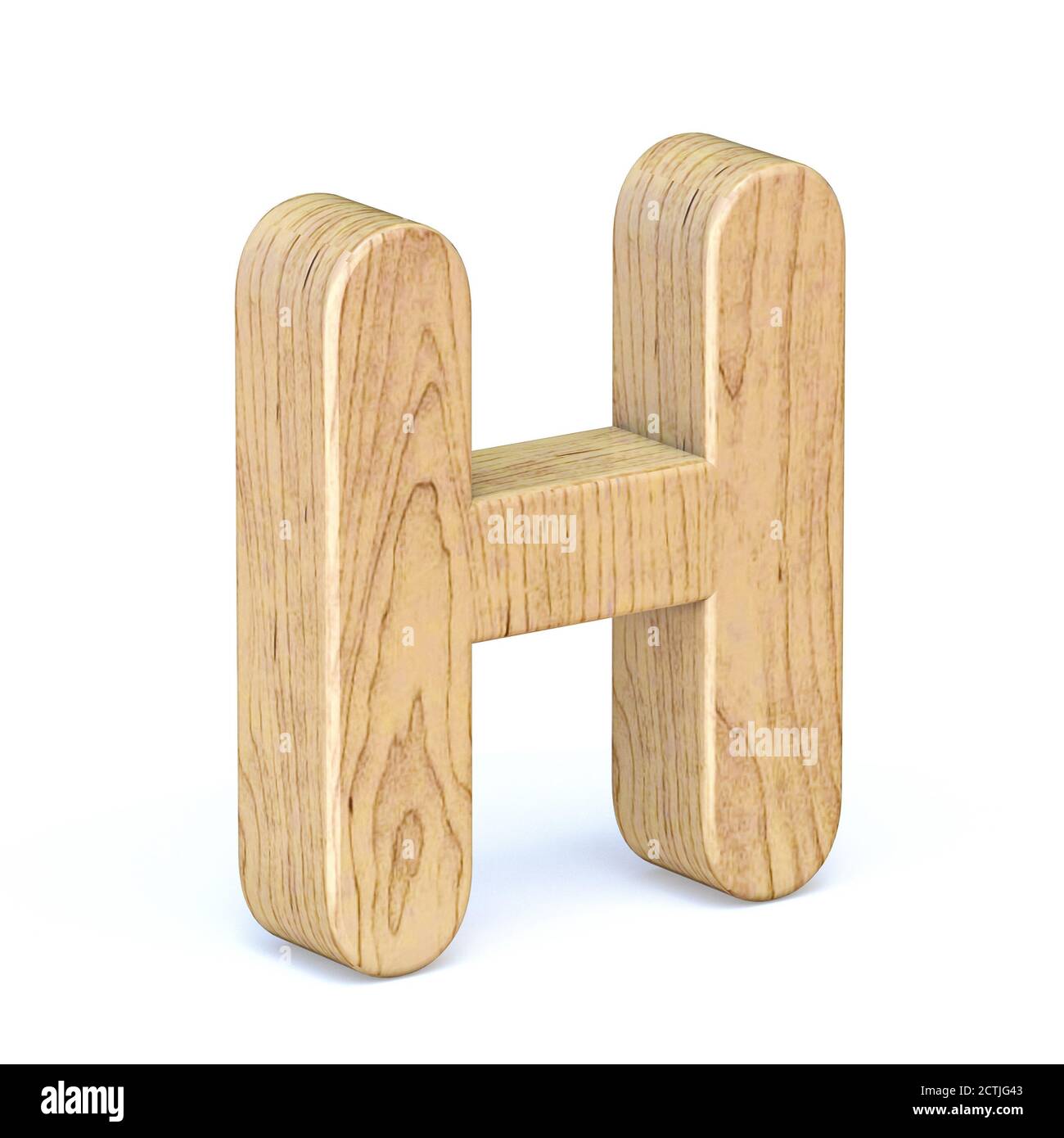 Rounded wooden font Letter H 3D render illustration isolated on white ...