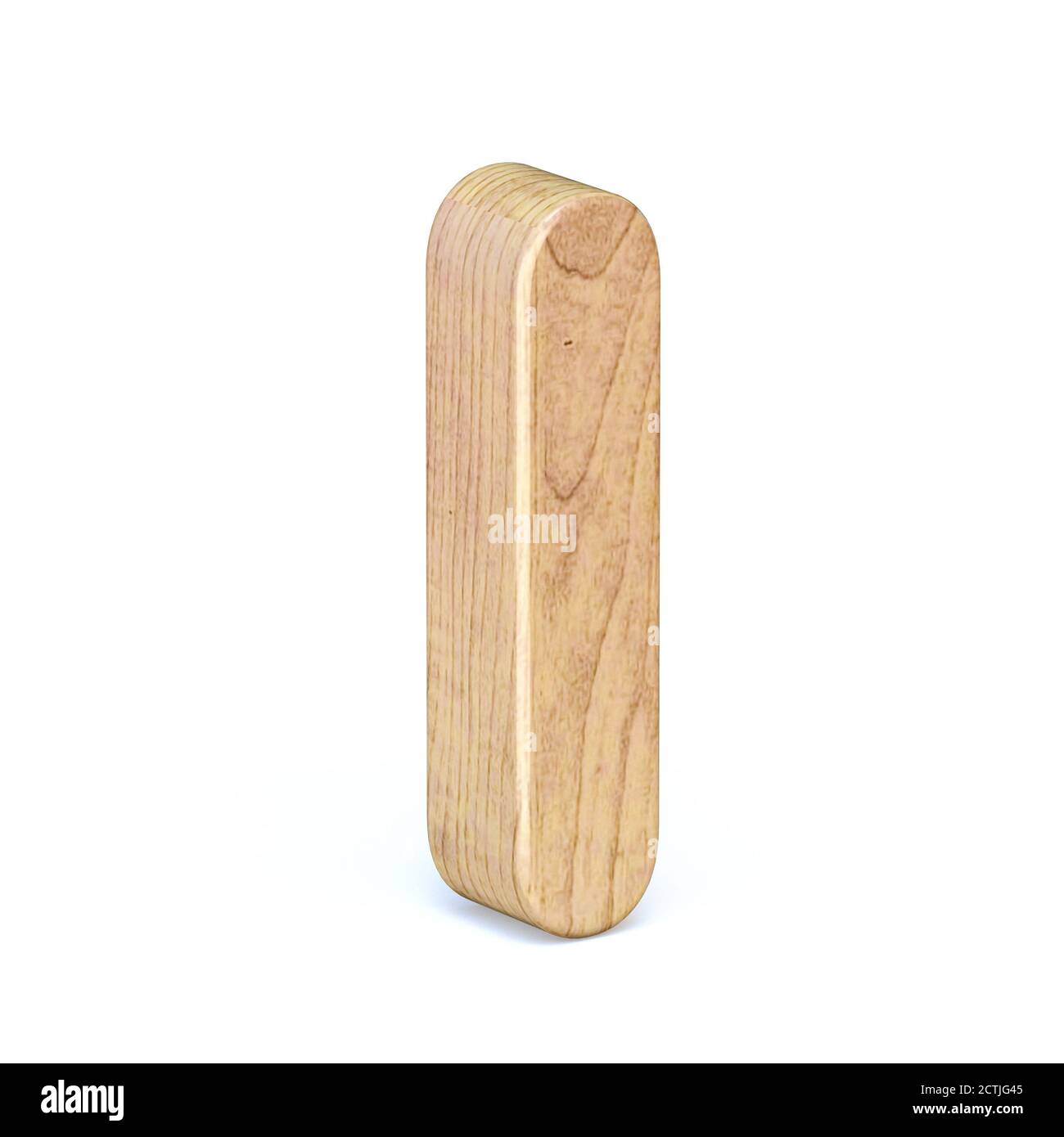 Rounded wooden font Letter I 3D render illustration isolated on white ...
