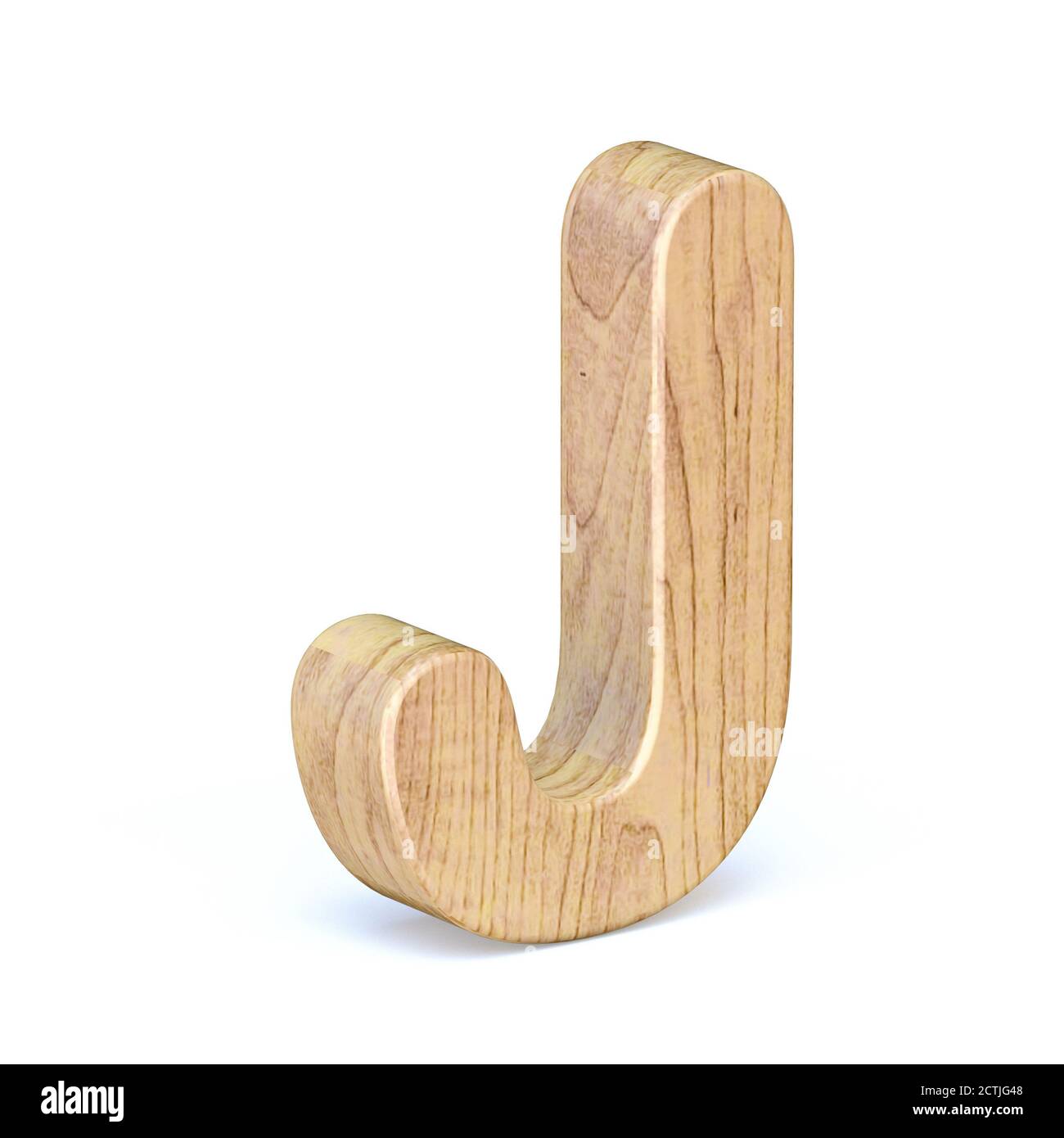 Rounded wooden font Letter J 3D render illustration isolated on white ...