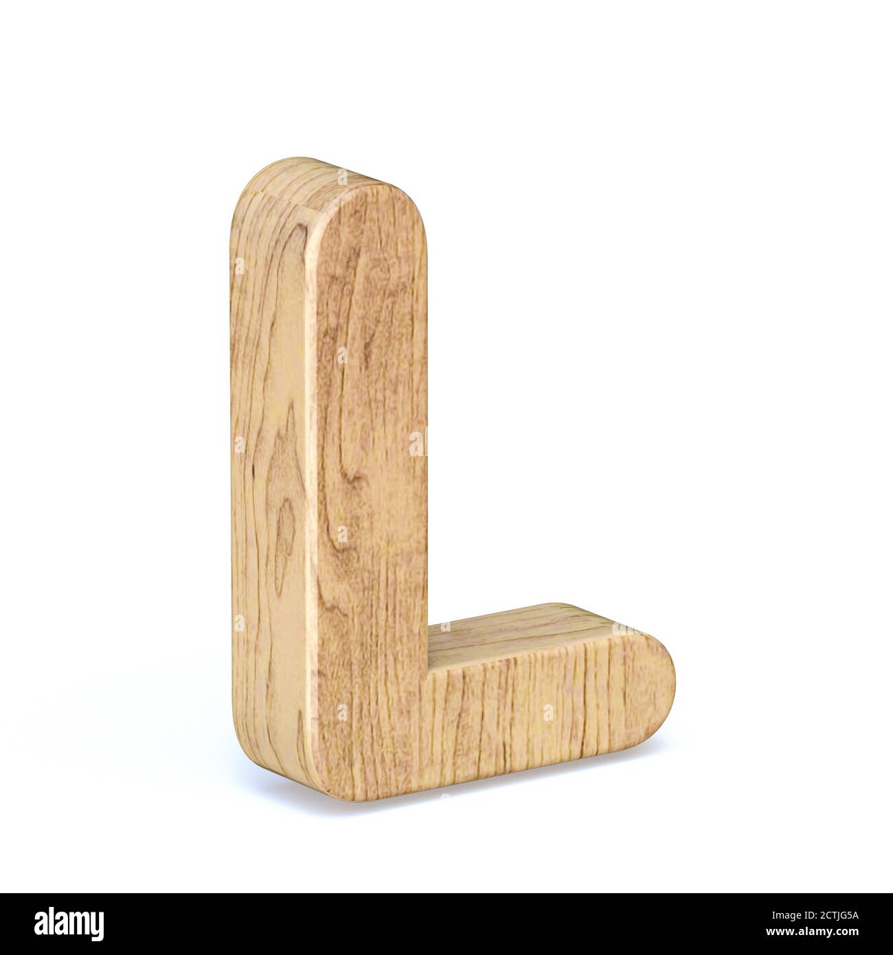 Rounded wooden font Letter L 3D render illustration isolated on white ...