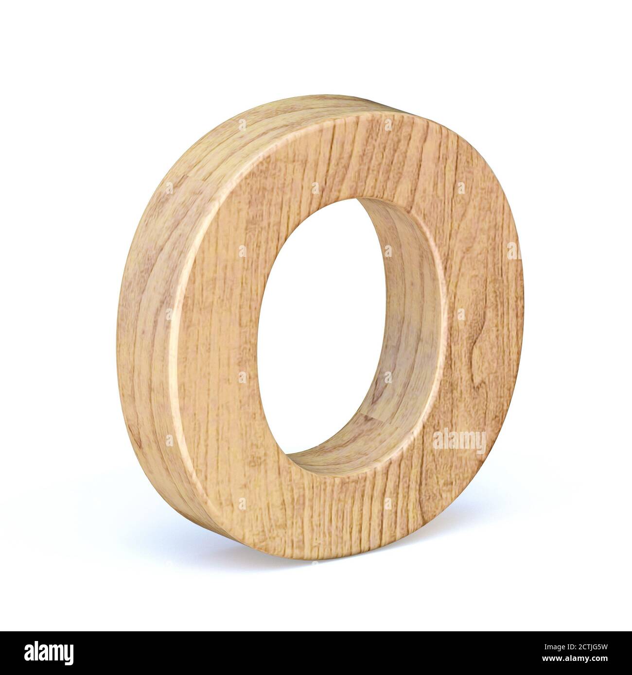 Rounded wooden font Letter O 3D render illustration isolated on white ...