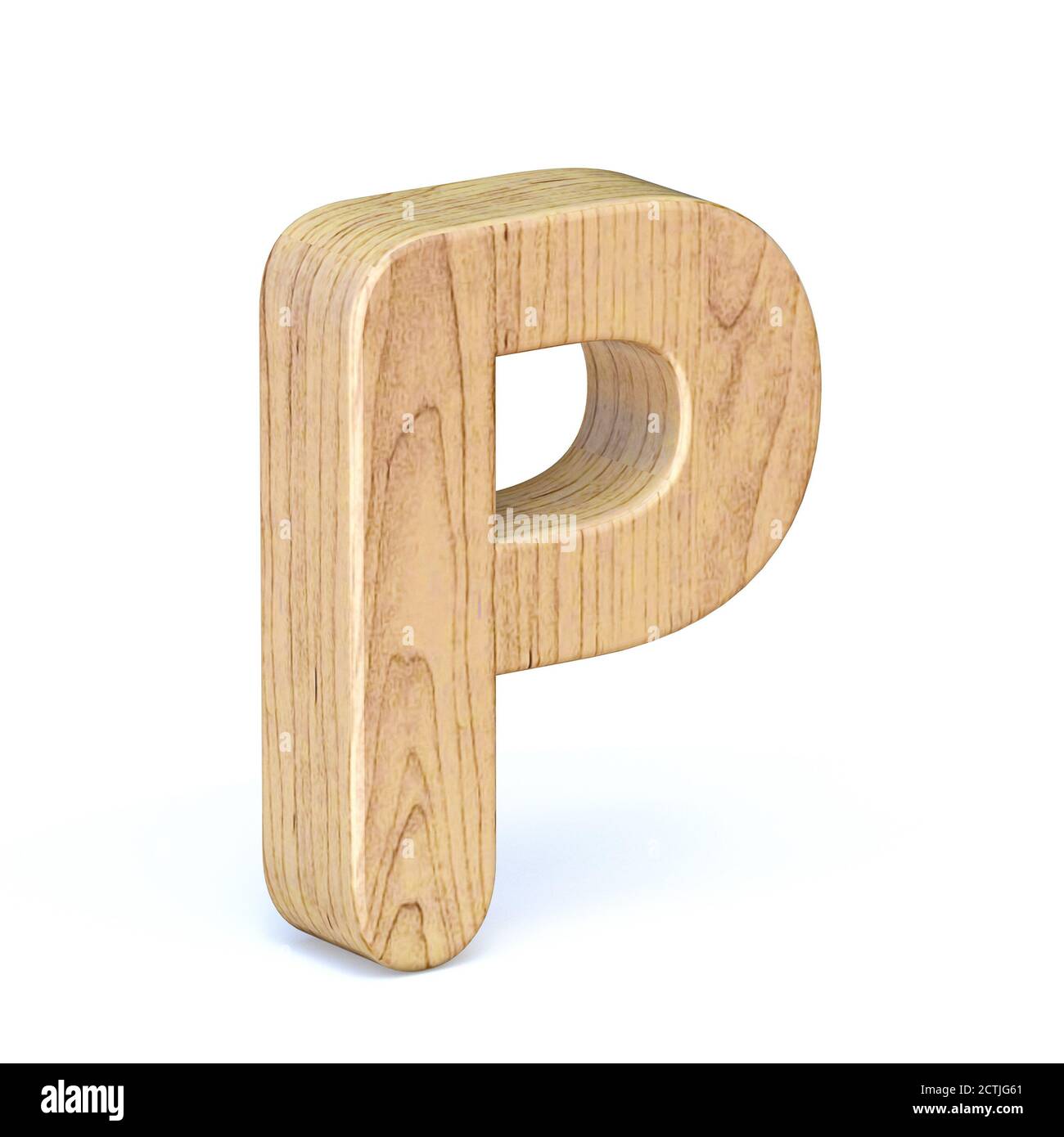 Rounded wooden font Letter P 3D render illustration isolated on white ...