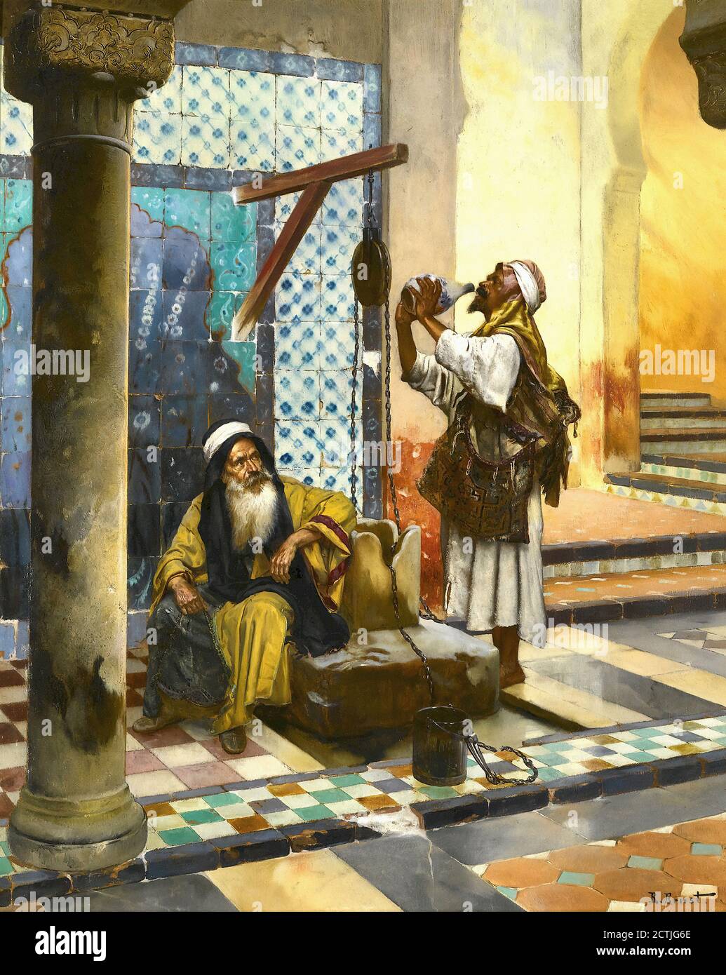 Ernst Rudolf - at the Well - Norwegian School - 19th Century Stock ...