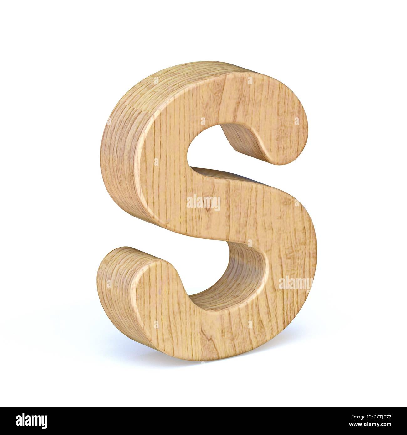 Rounded wooden font Letter S 3D render illustration isolated on white ...
