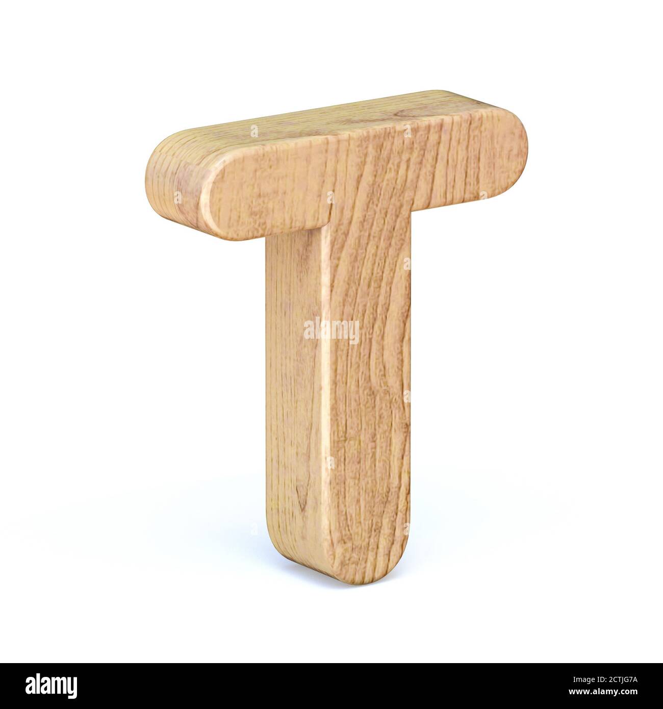 Rounded wooden font Letter T 3D render illustration isolated on white ...