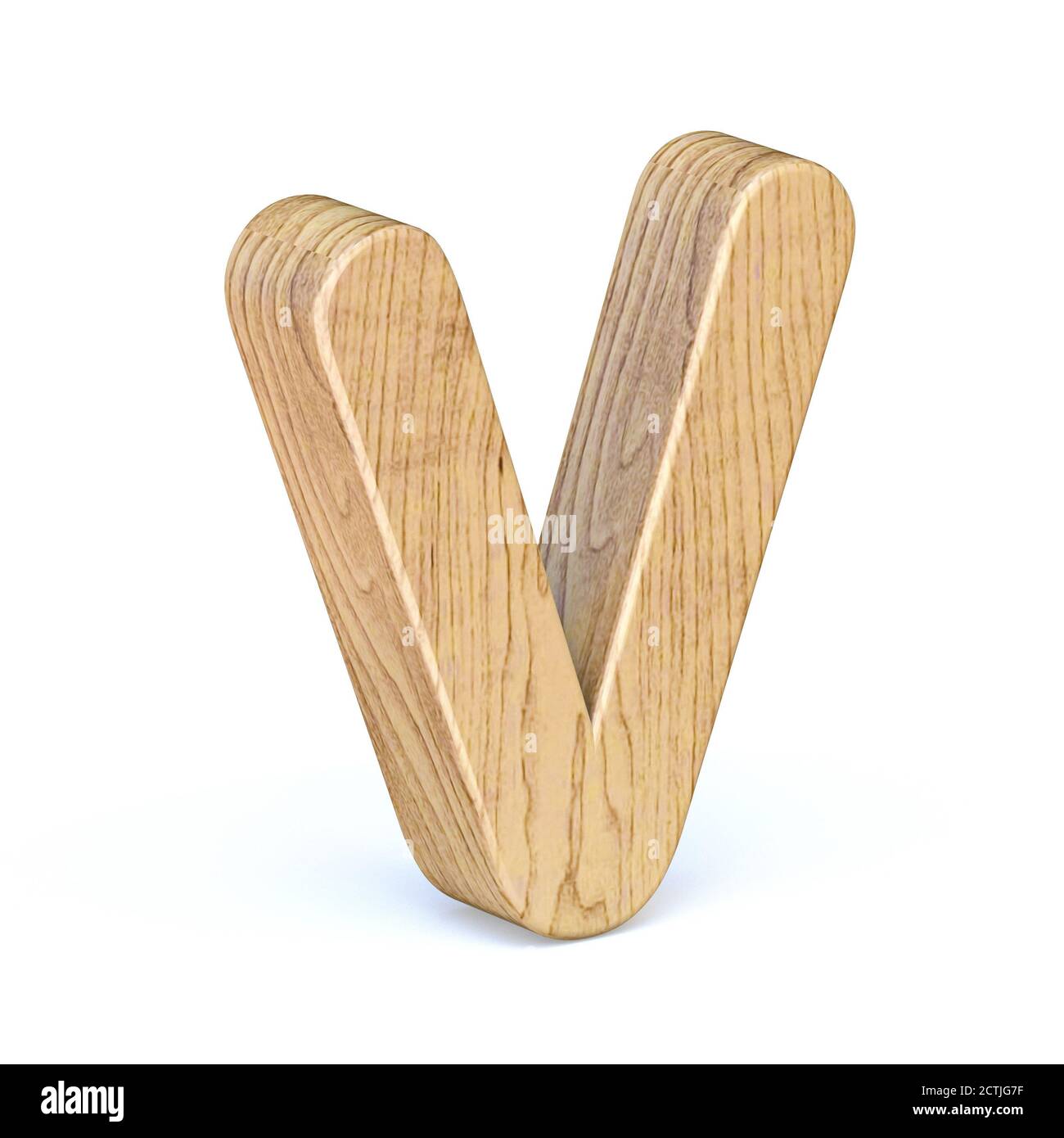 Rounded wooden font Letter V 3D render illustration isolated on white ...