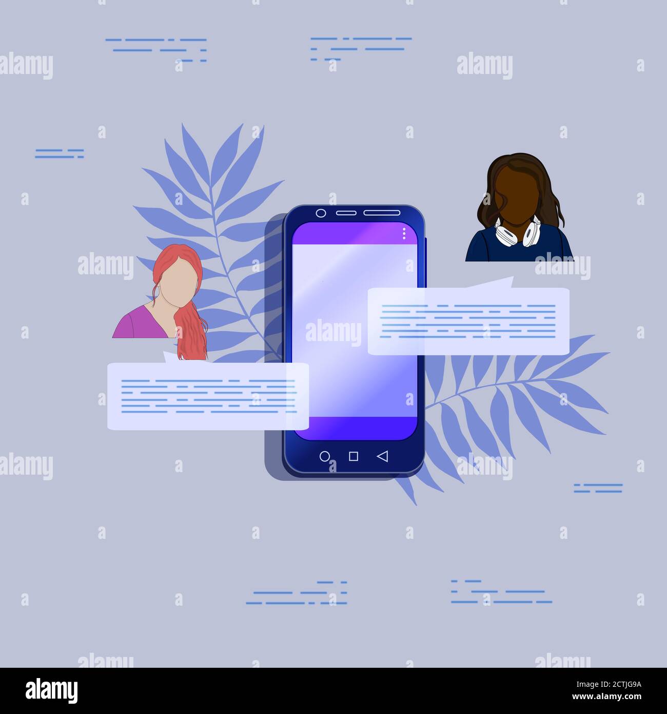 Flat vector illustration. Online conversation picture. Vector ...