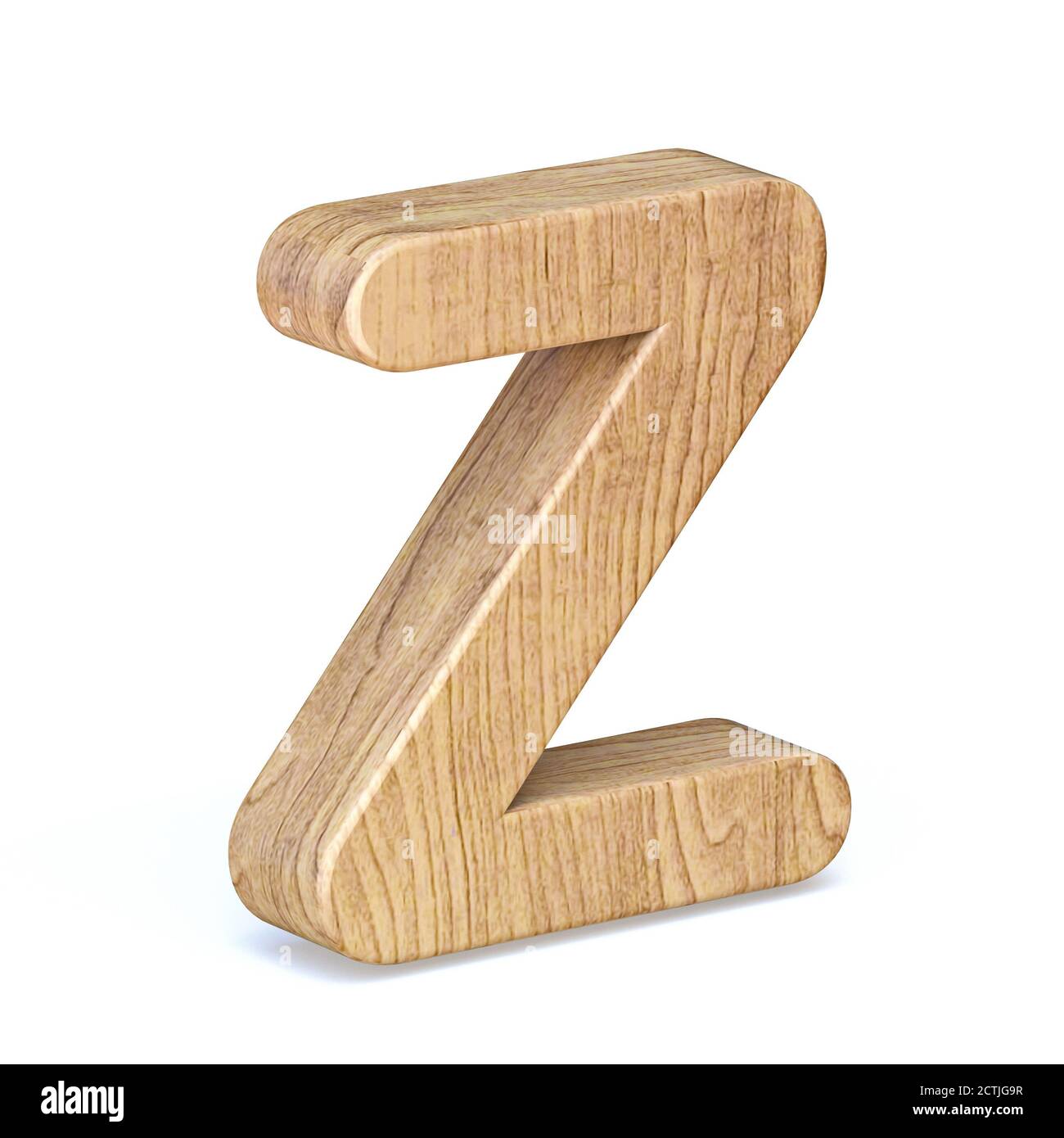 Rounded wooden font Letter Z 3D render illustration isolated on white ...