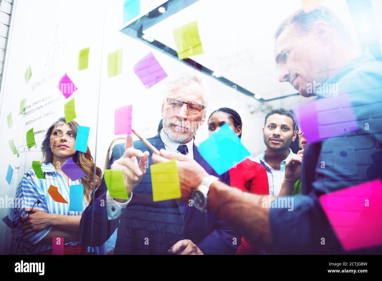 Team of happy people work together. concept of teamwork, partnership ...