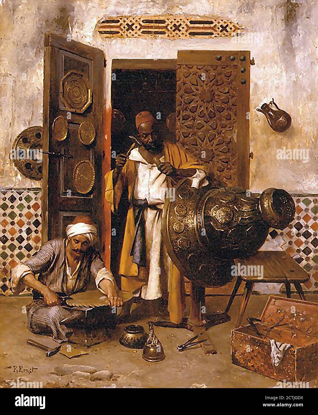 Ernst Rudolf - Metal Workers - Norwegian School - 19th Century Stock ...