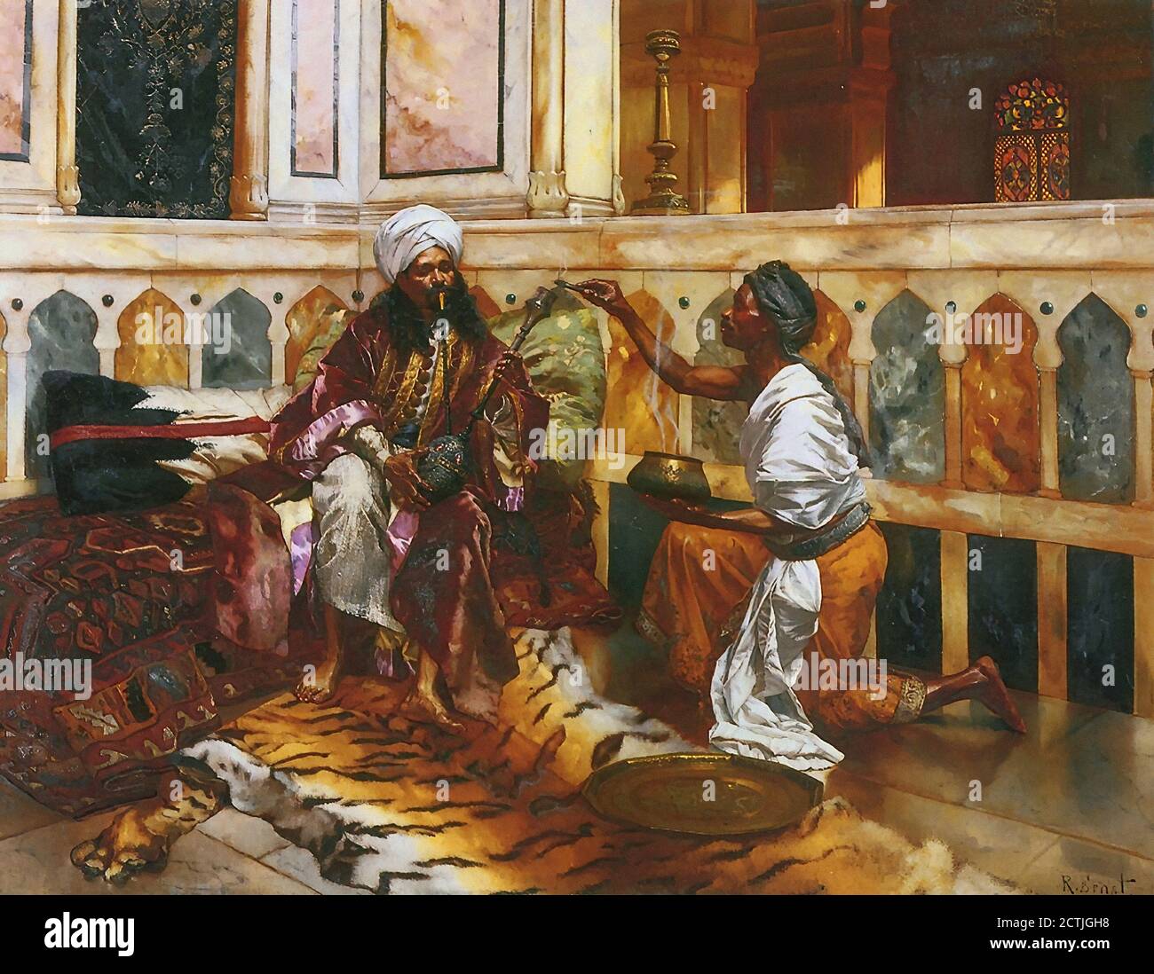 Ernst Rudolf - Preparing the Hookah - Norwegian School - 19th Century ...