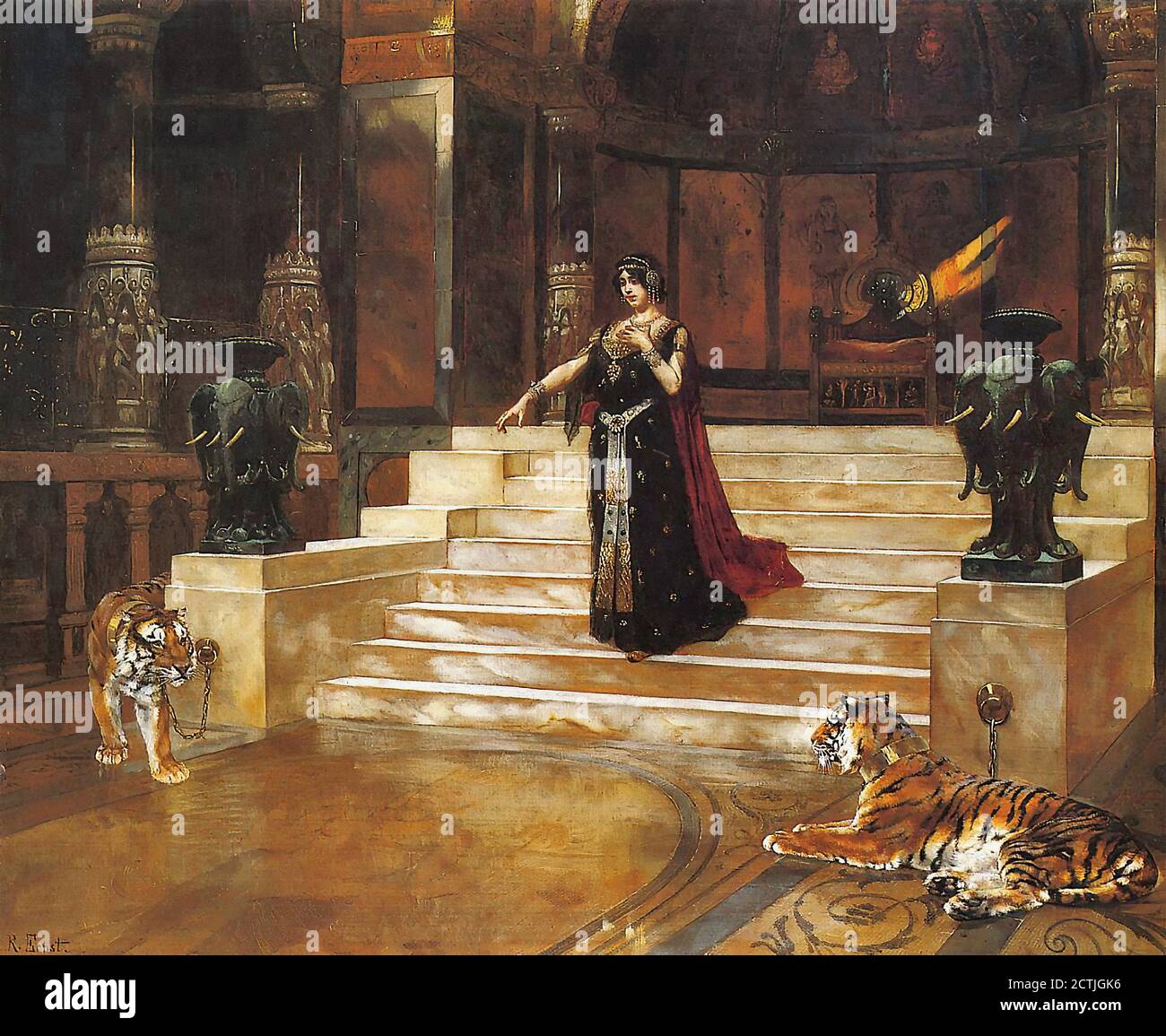 Ernst Rudolf - Salome and the Tigers - Norwegian School - 19th Century ...