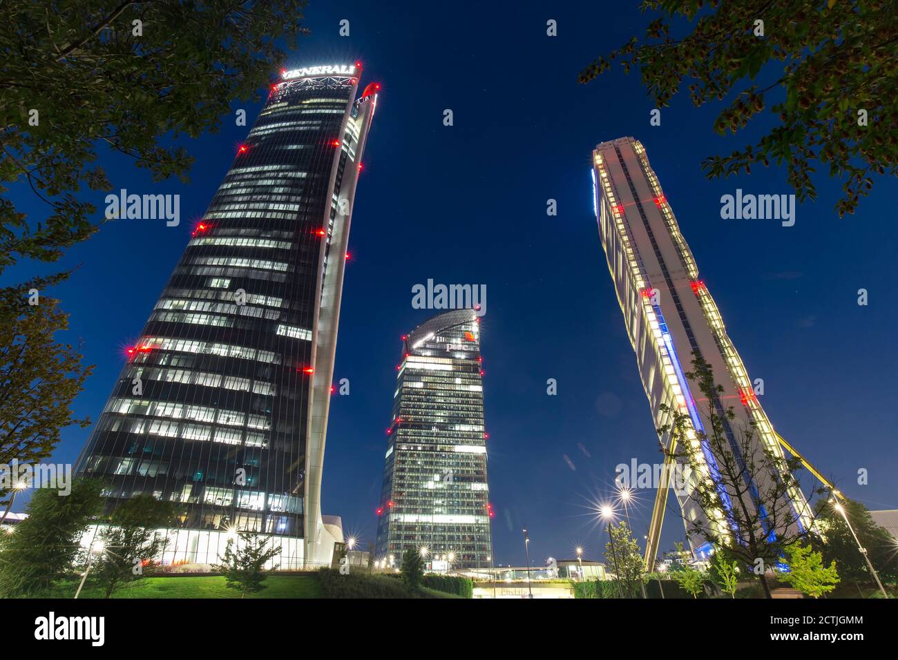 Milan, Italy - September 23, 2020: street view of skyscrapers in piazza ...