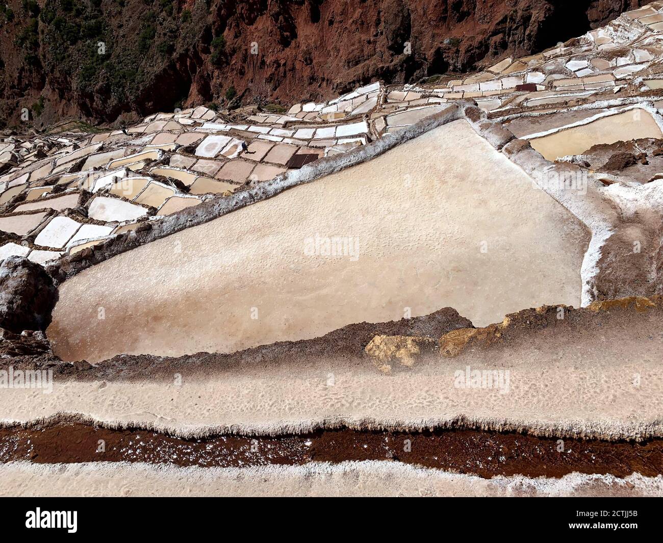 Salt mines in Maras, Peru. Salineras de Maras, Andes mountain. Huge ...