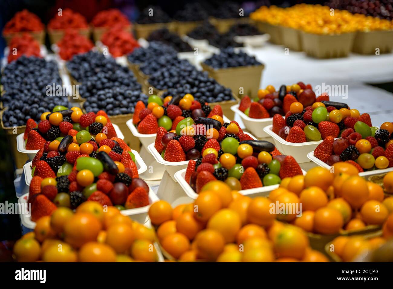 Colorfull fruits stand in the market Stock Photo - Alamy