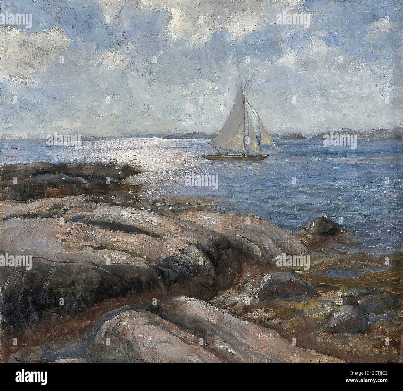 Holmboe Thorolf - Sailboat in a Gentle Breeze - Norwegian School - 19th ...