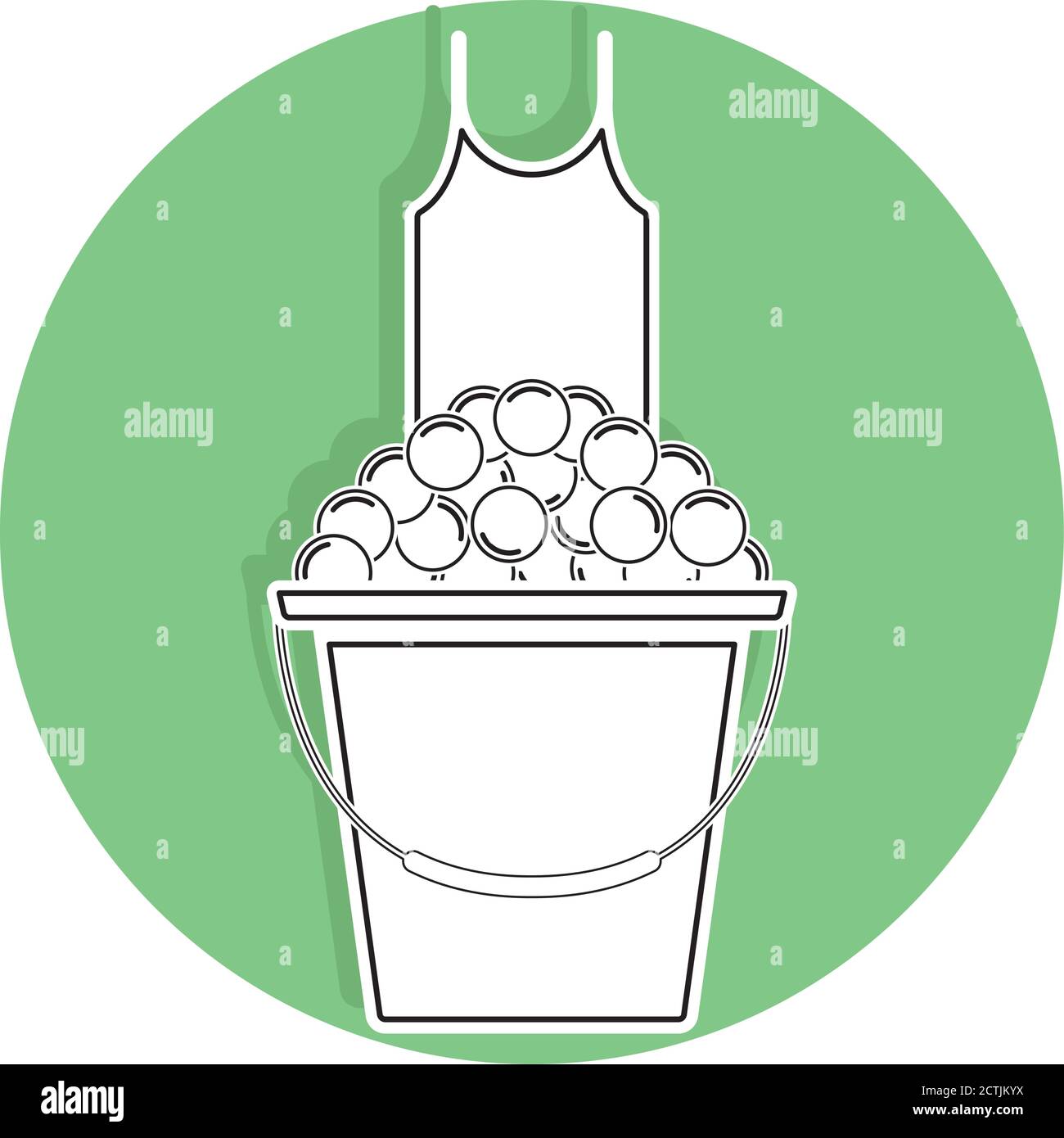 Bucket icon with soap bubbles. Cleaning products icon - Vector Stock ...