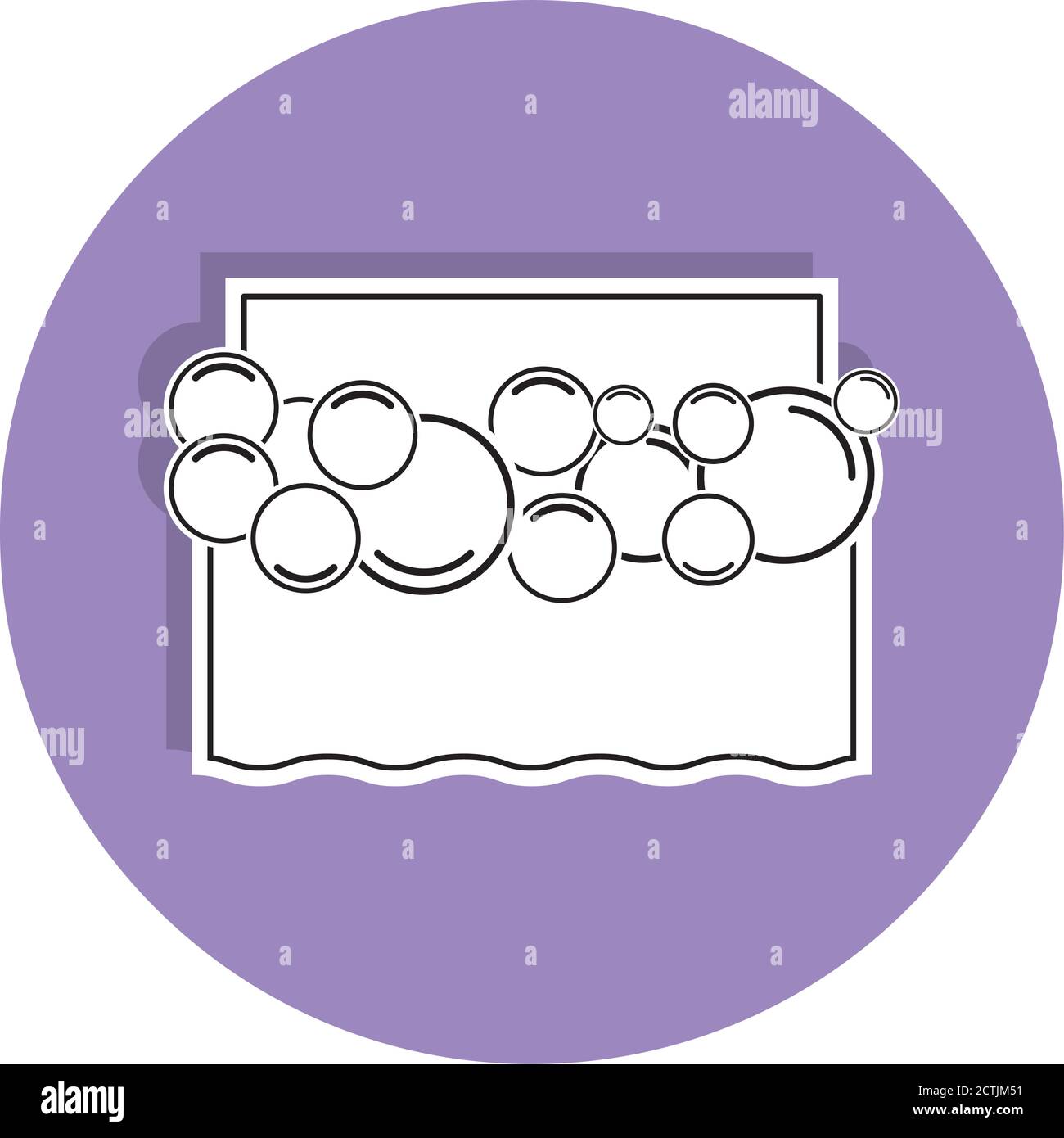 Isolated cleaning cloth icon with soap bubbles. Cleaning products icon ...