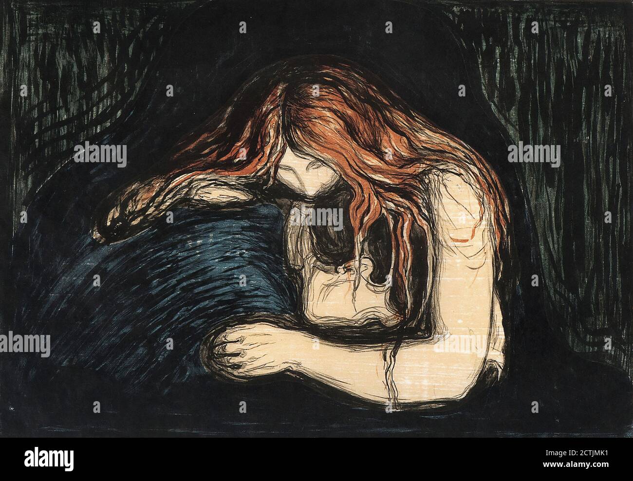 Munch Edvard - Vampire 2 - Norwegian School - 19th Century Stock Photo ...