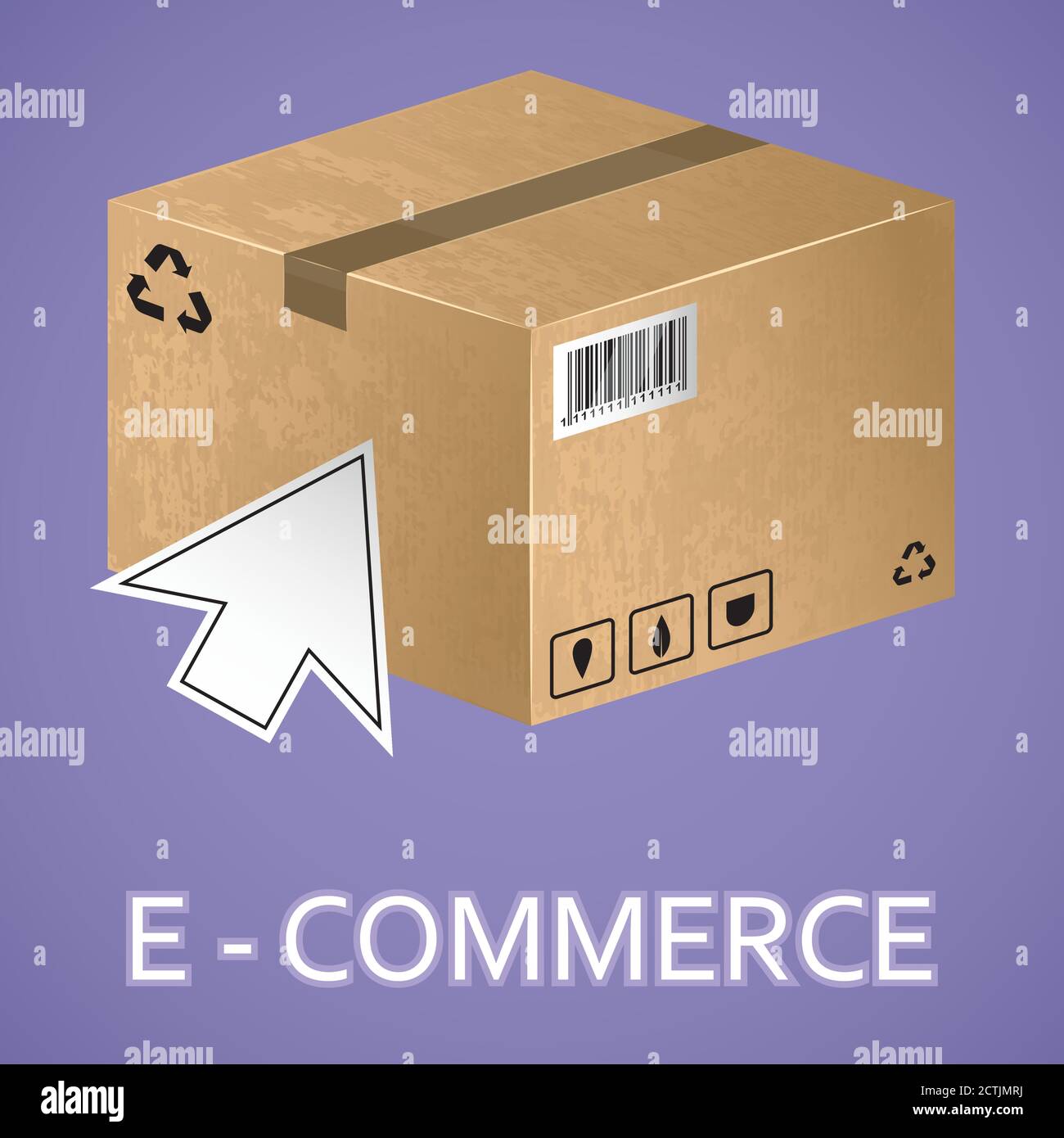 E-commerce concept. Click over a carton box - Vector Stock Vector Image ...