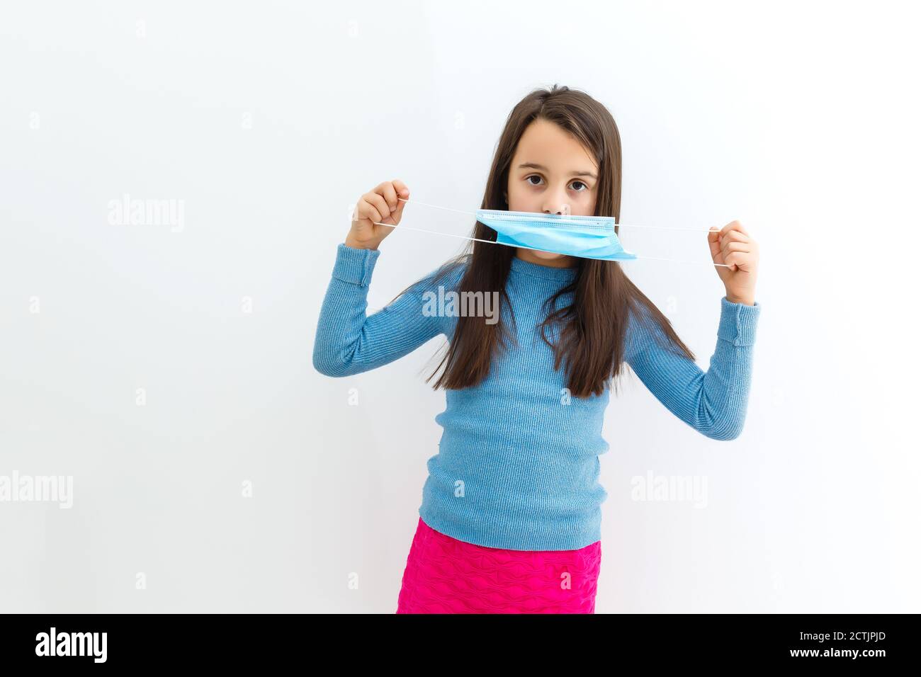 Masked child - protection against influenza virus. Little Caucasian ...